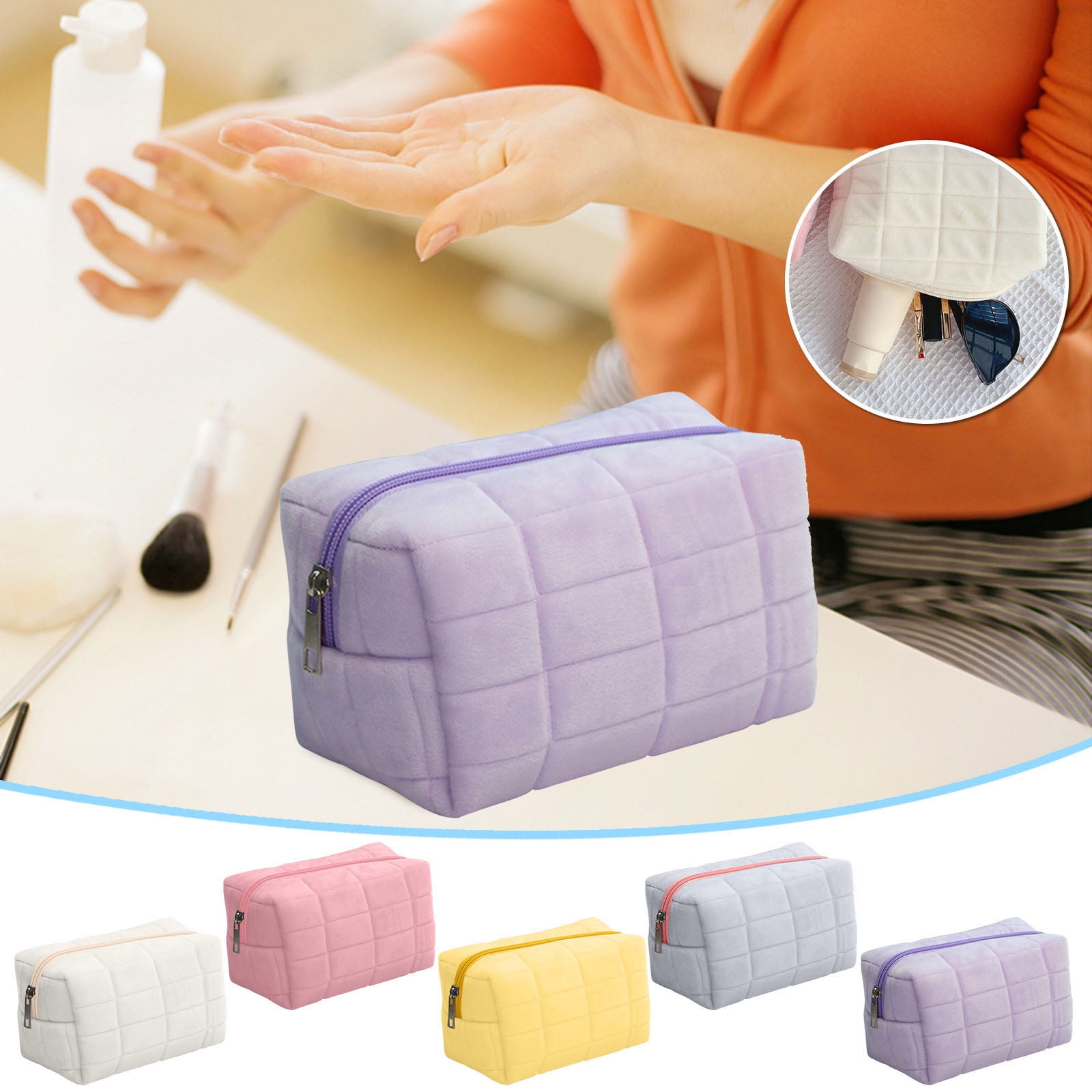 Skegnu Pencil Pouches Cute Large-capacity Cosmetic Bag Portable Plush ...
