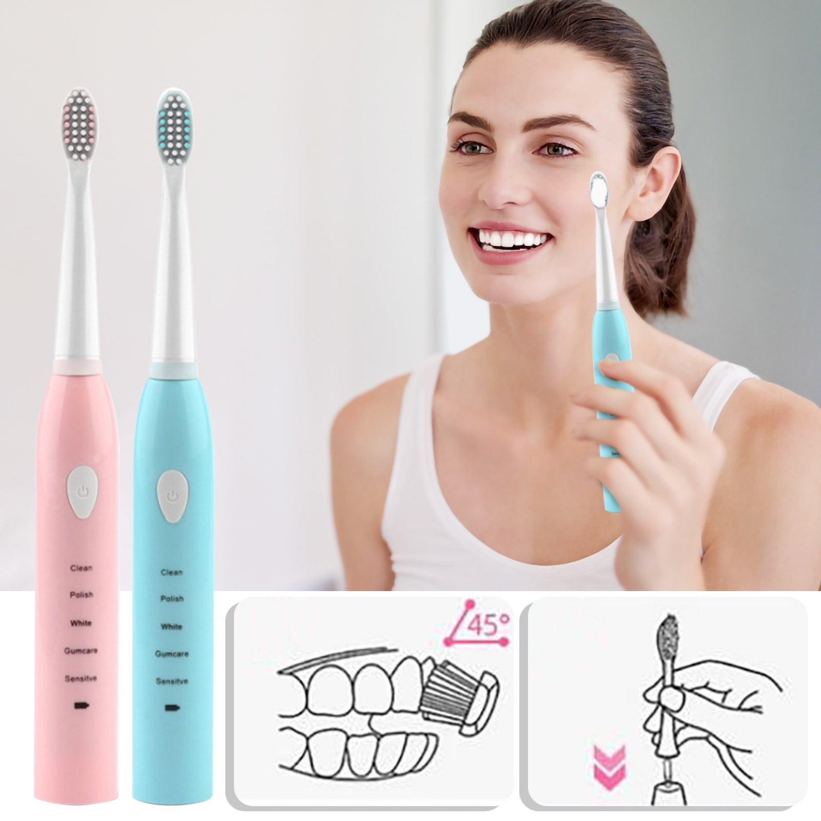 Skegnu Telescopic Electric Toothbrush 5 Modes Deep Cleaning Portable ...