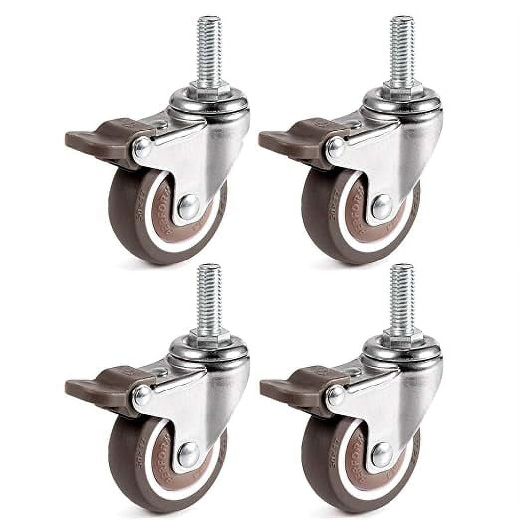 Skelang 4 Pcs 1'' Swivel Threaded Stem Casters, TPE Mute Crib Caster ...