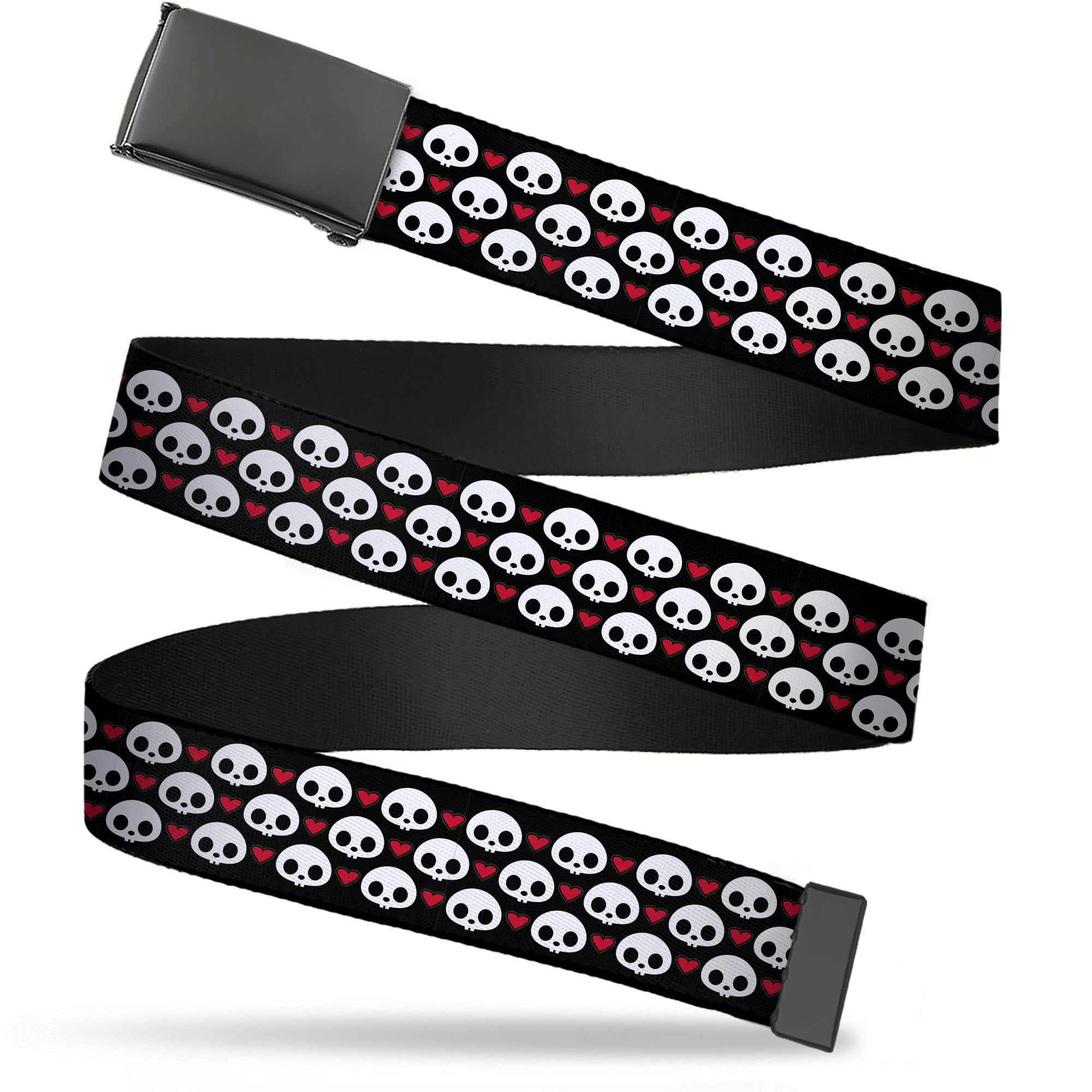 Skelanimals Belt, Flip Web Belt Skelanimals Face Logo and Heart Black ...