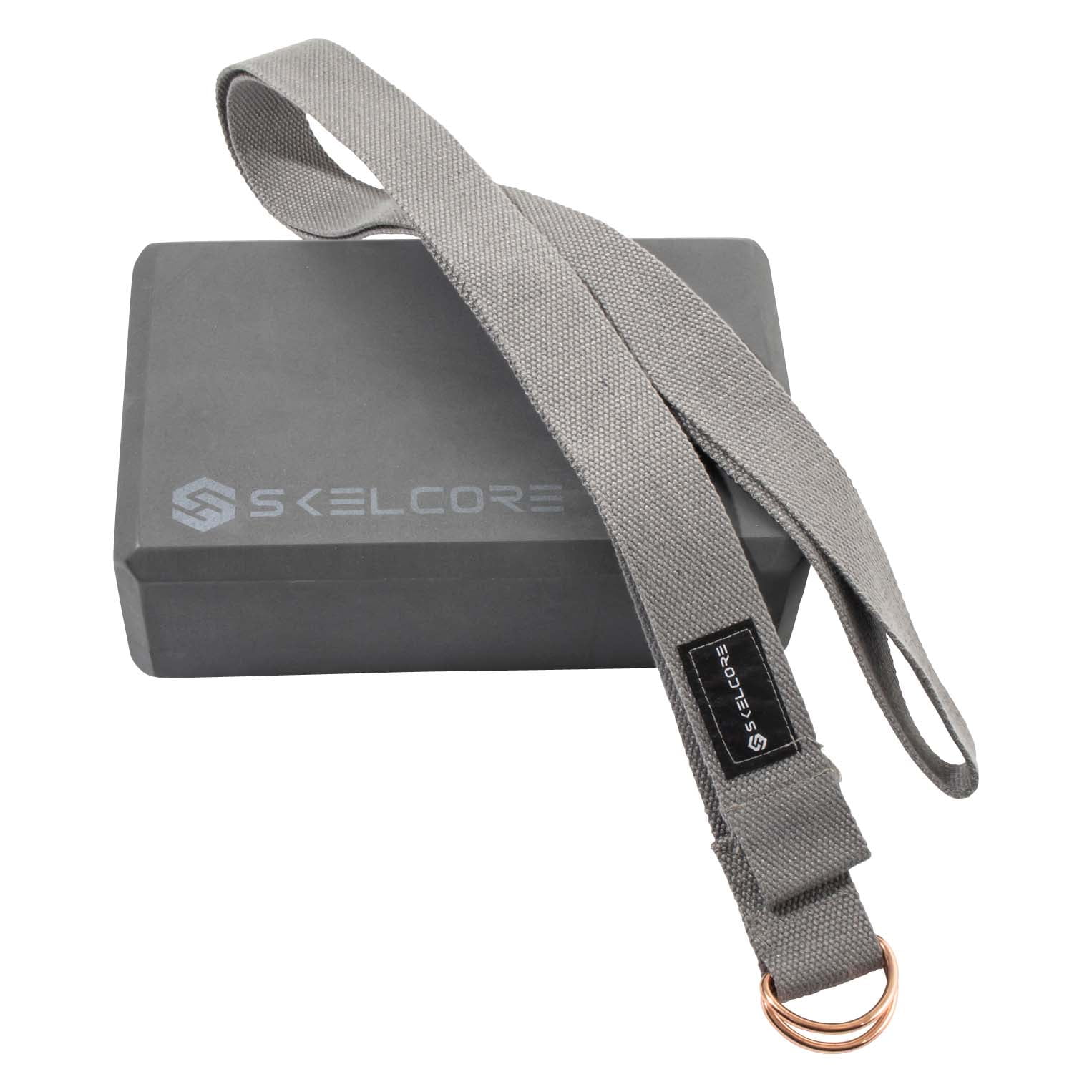 Skelcore Yoga Foam Block and Strap with Adjustable D-Ring Buckle Set ...