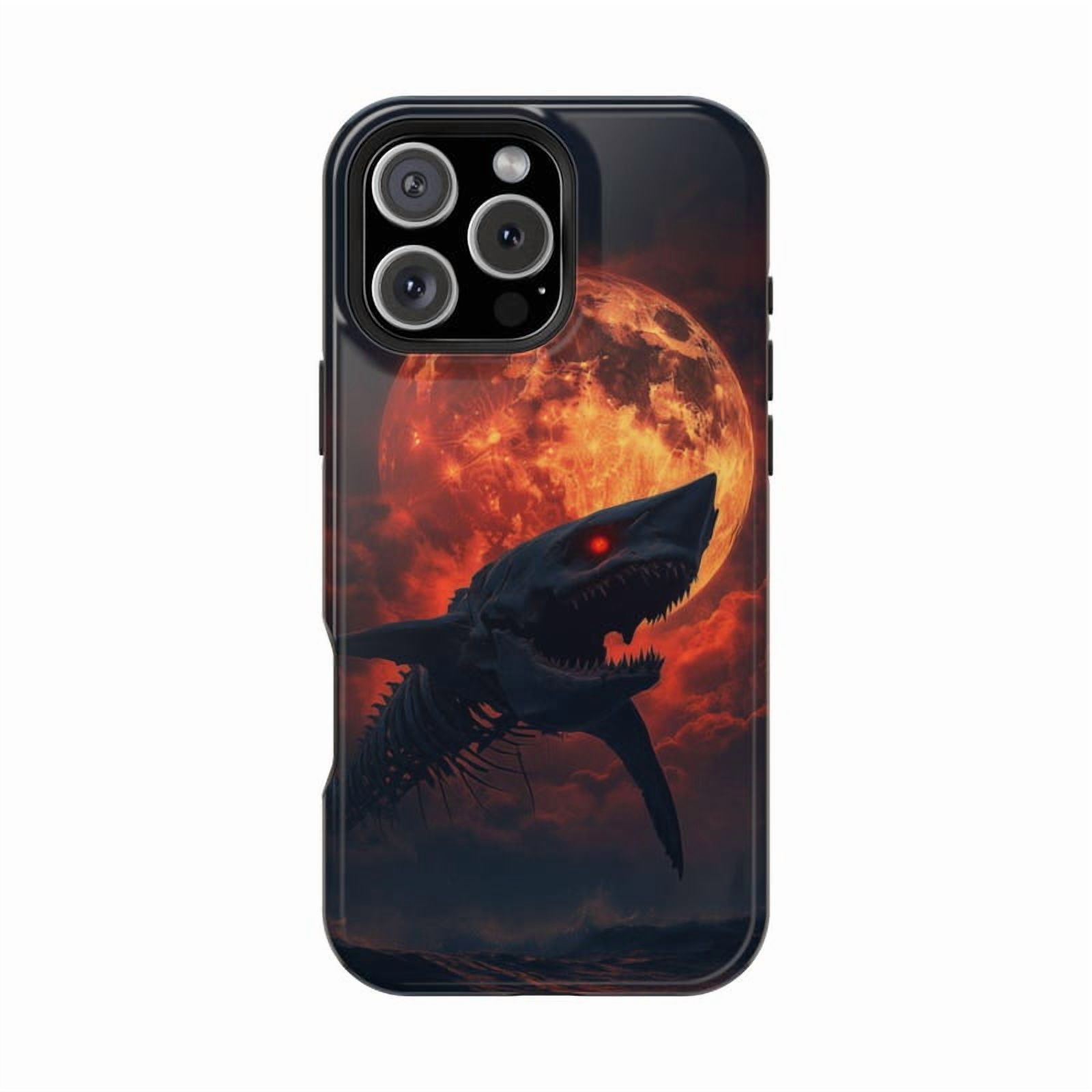 Skeletal Zombie Shark with Blood Red Lunar Moon Case for iPhone 11,12 ...