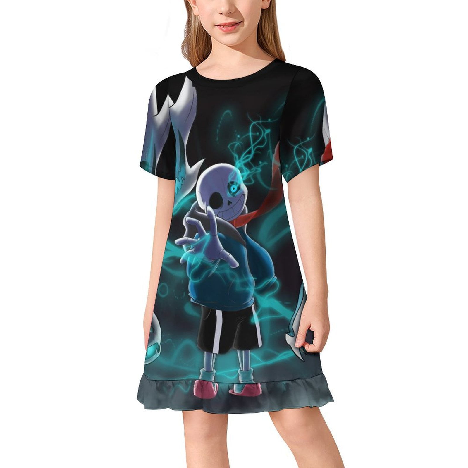 Skelete Sans Undertale Children's Short Sleeved Dress 3D Printed ...