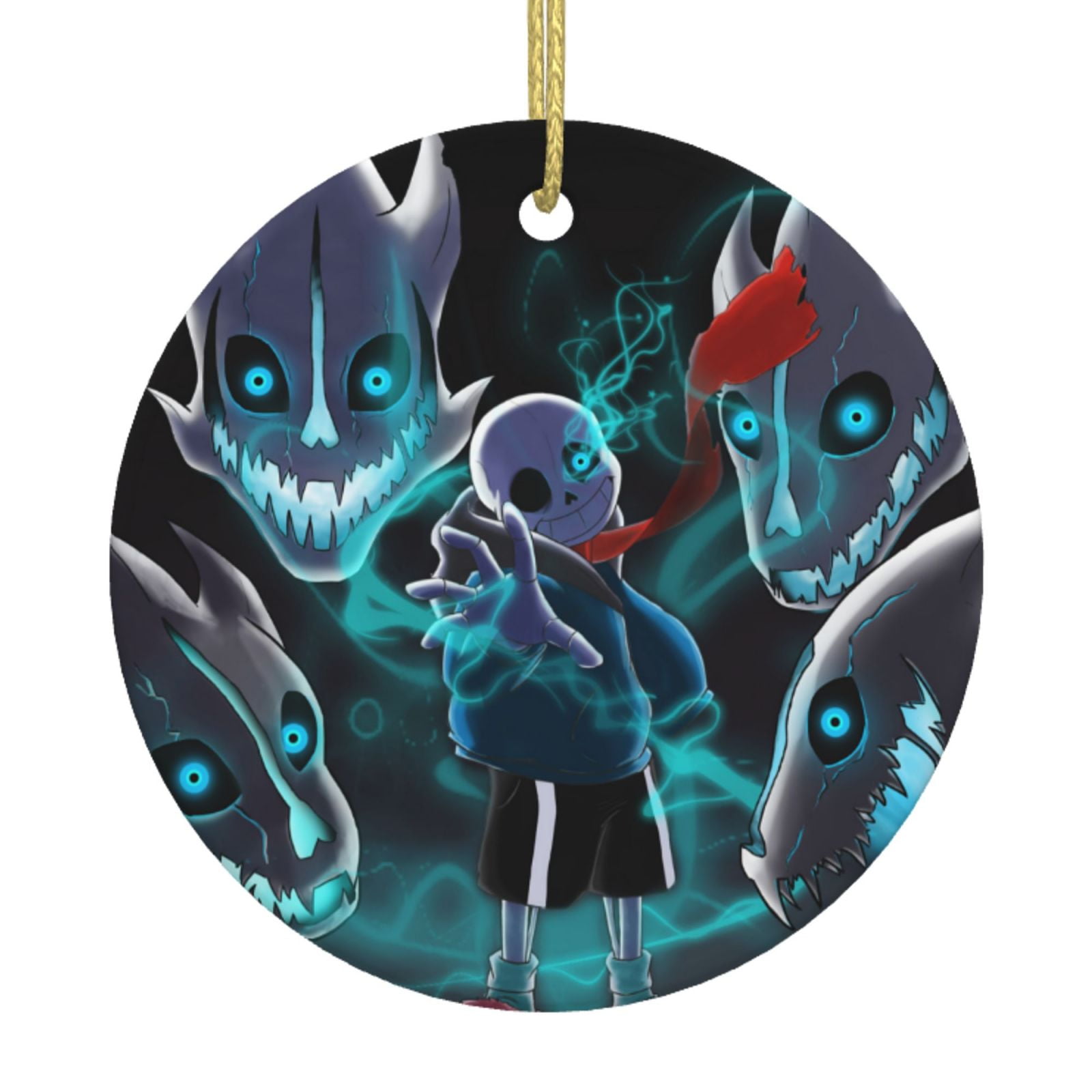 Skelete Sans Undertale Christmas Tree Hanging Ornaments Round Ceramic ...