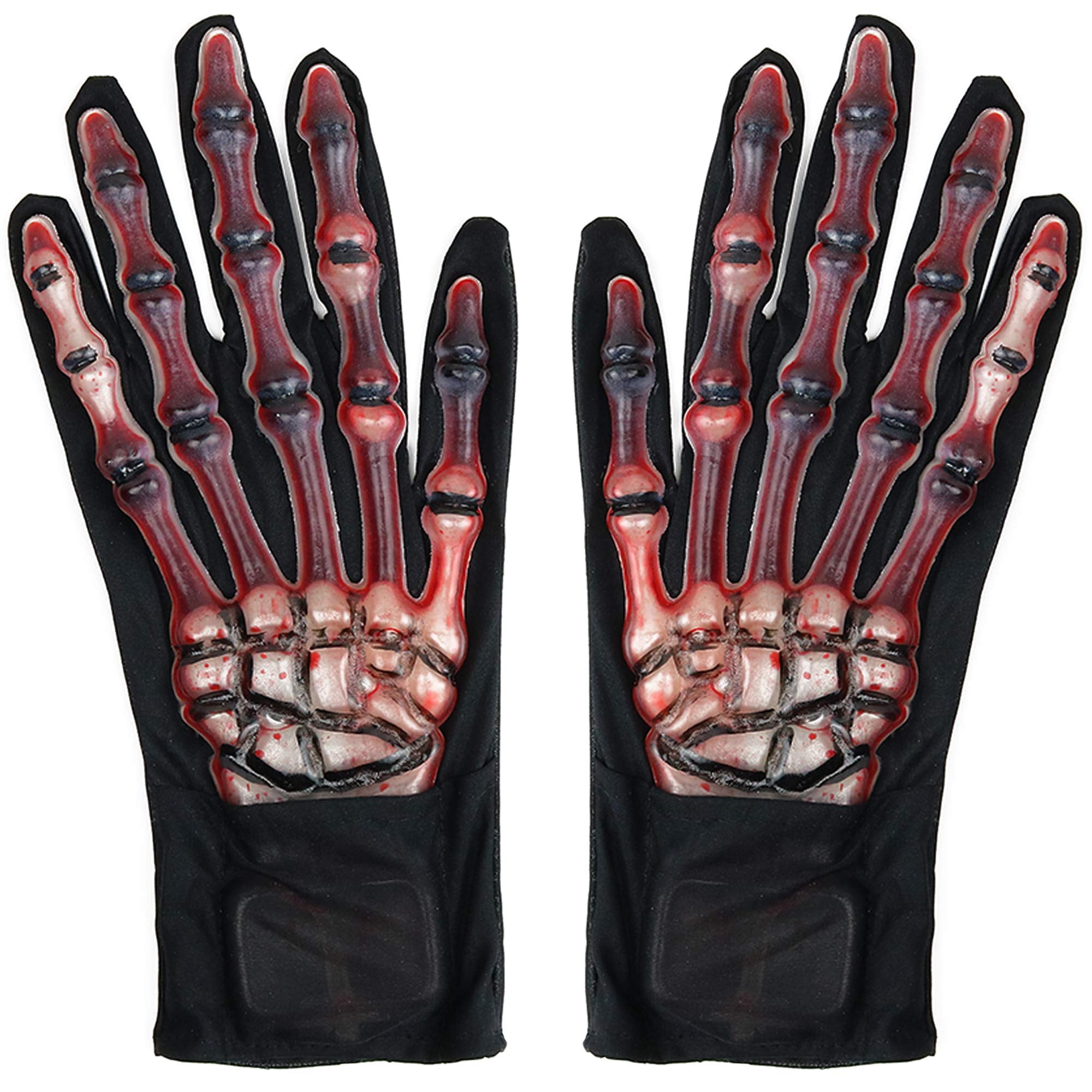 Skeleteen Blood Zombie Skeleton Gloves - Skeleton Hands with Realistic ...