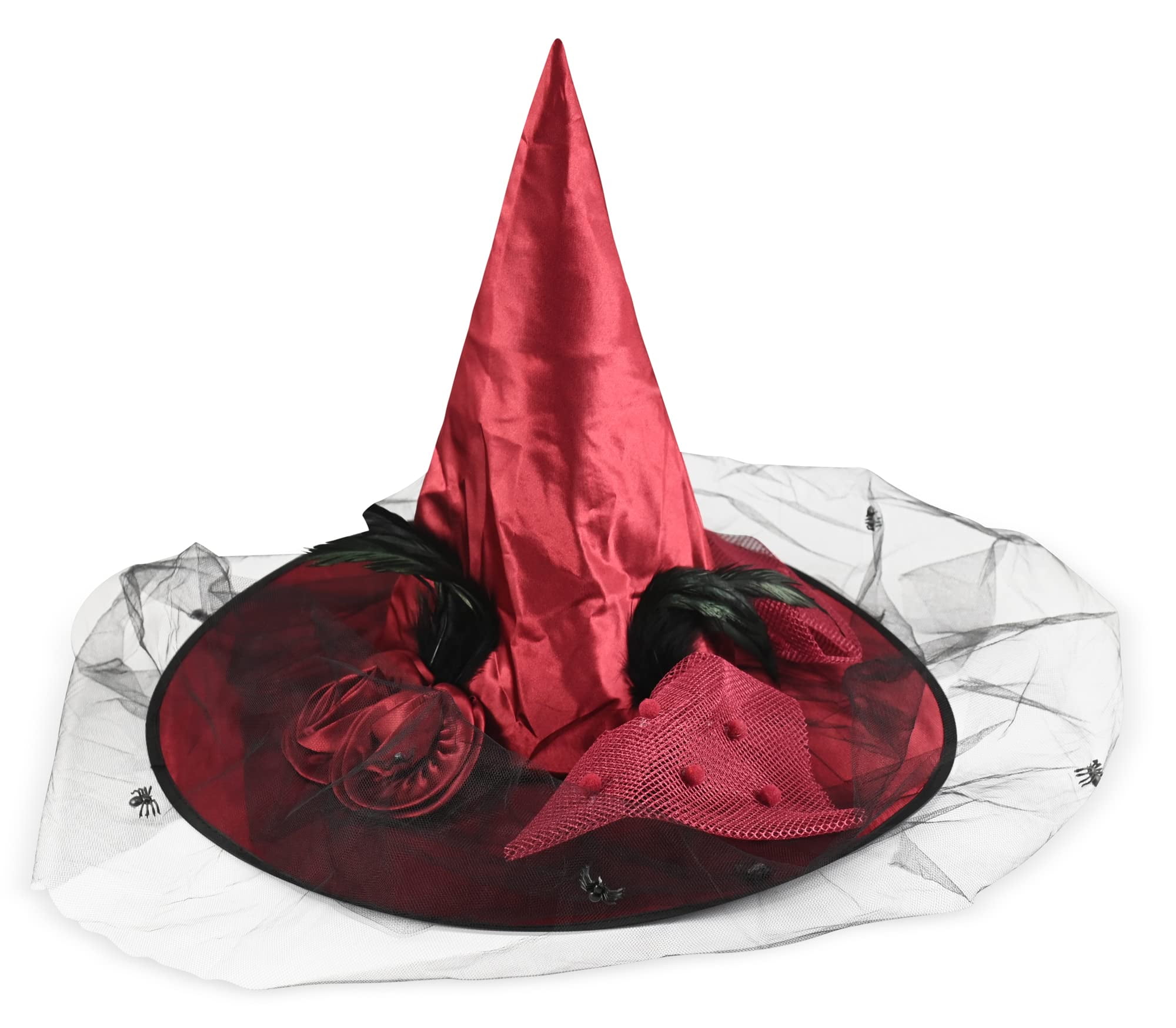 Skeleteen Deluxe Pointed Witch Hat - Glamorous Red Witches Accessories ...