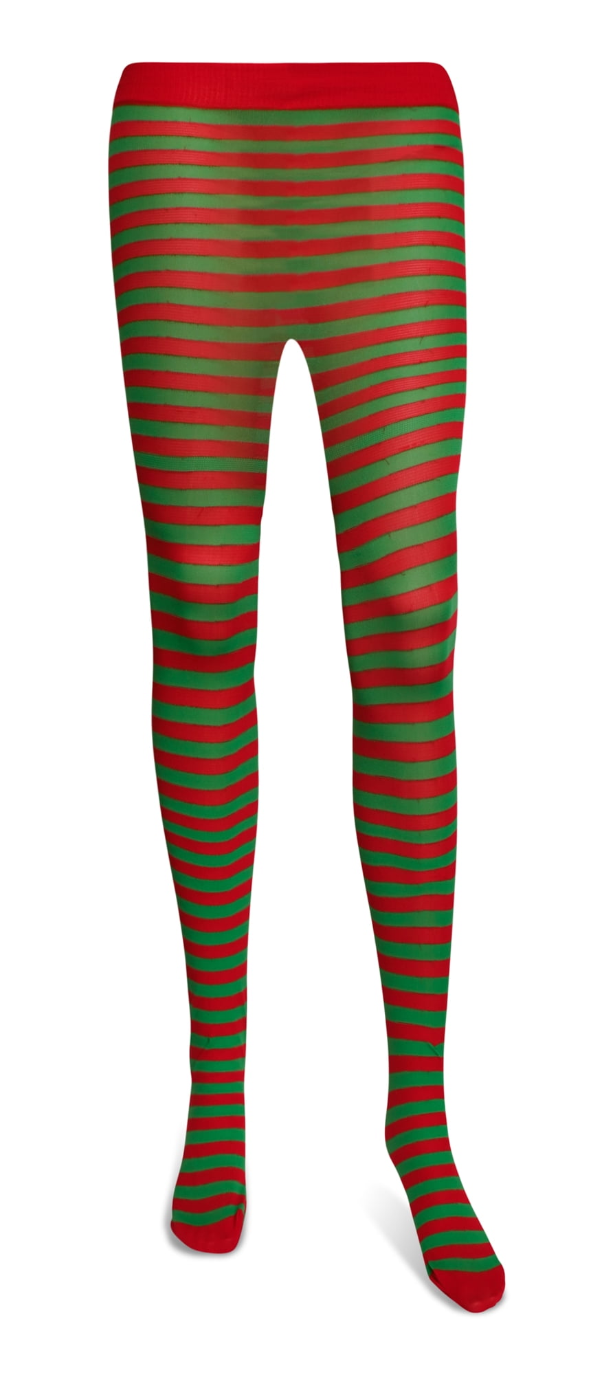Skeleteen Red and Green Tights - Striped Nylon Christmas Elf Stretch ...