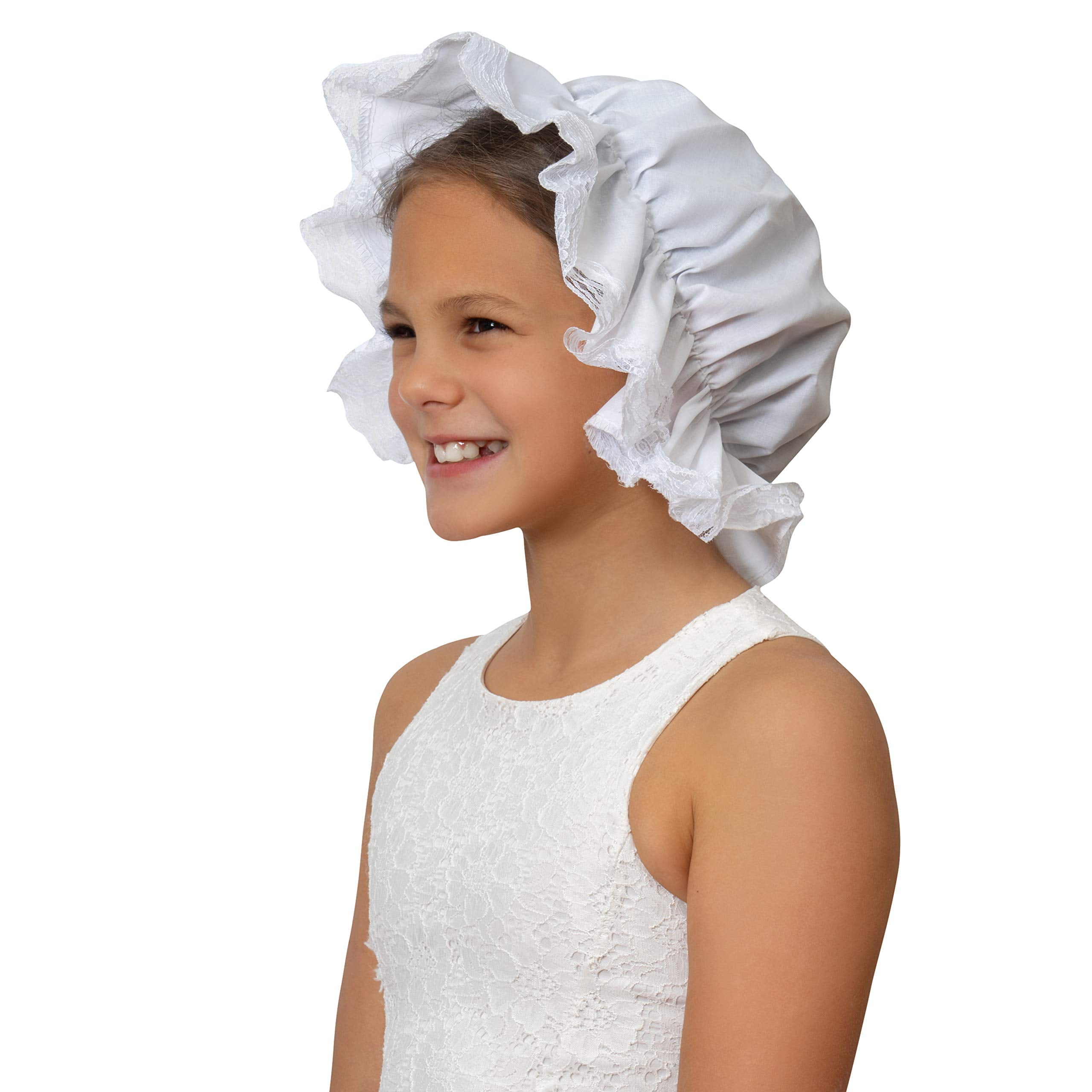 Skeleteen White Mob Cap Accessory - Grandma Night Bonnet Colonial ...