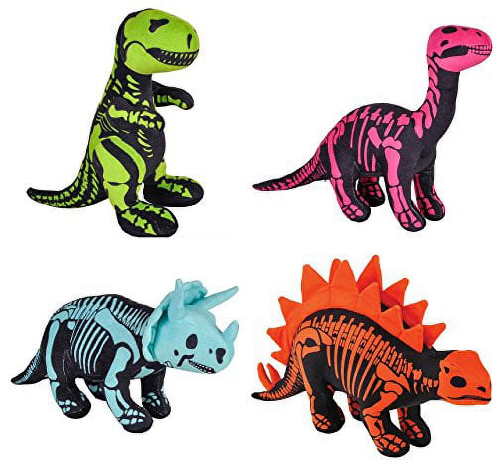 Skeleton 4 Piece Plush Skeledon Dinosaur Set- T-Rex, Triceratops ...