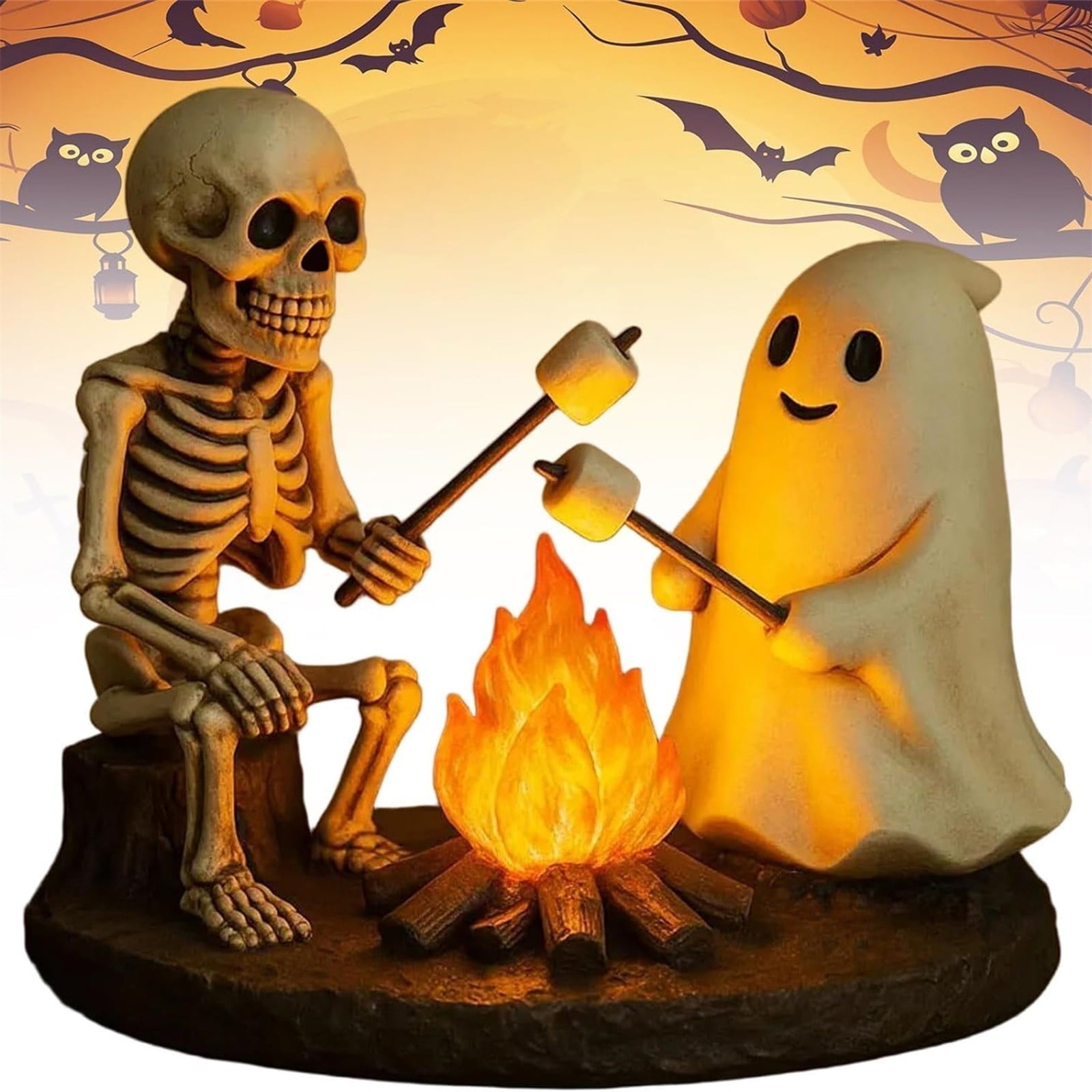 Skeleton And Bonfire Night Lamp Halloween Cute Roasting Flickering ...