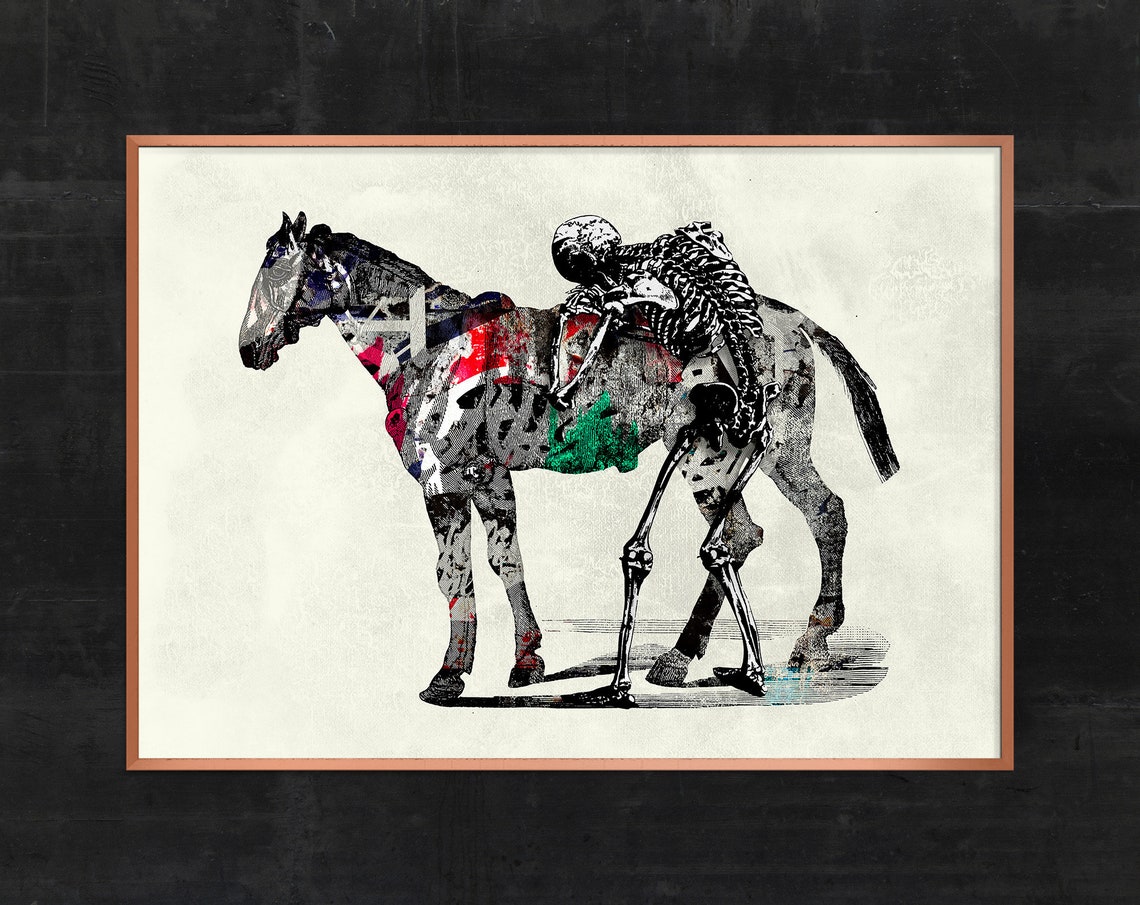 Skeleton And Horse Art Print, Urban Art, Street Art, Graffiti Art Print ...