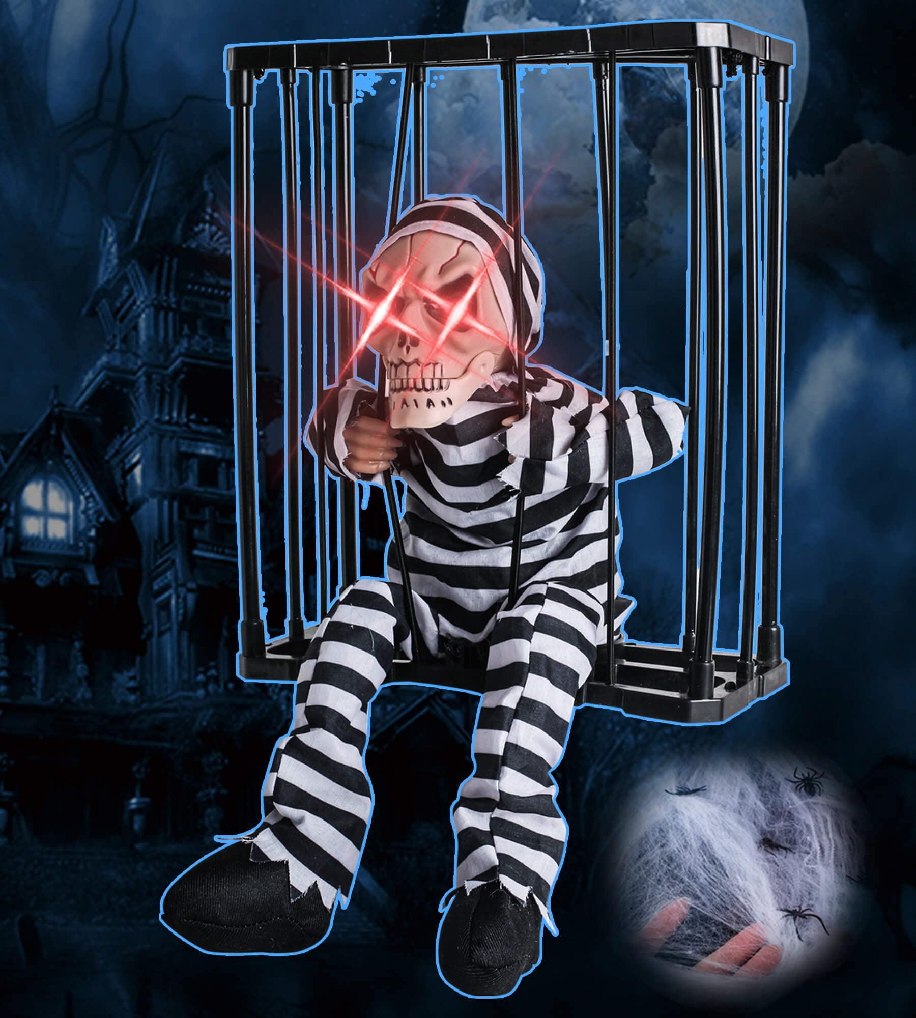 Skeleton Animated Halloween Decorations, Screaming Halloween Decor with ...