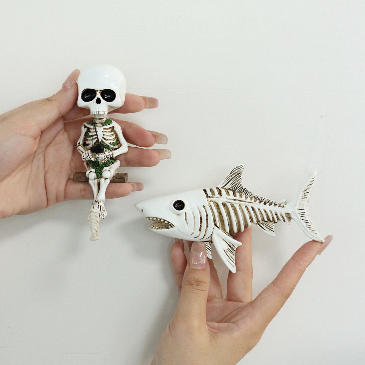 Skeleton Aquarium Decoration, 2 Pack Skull Fish Tank Decor Fishing ...