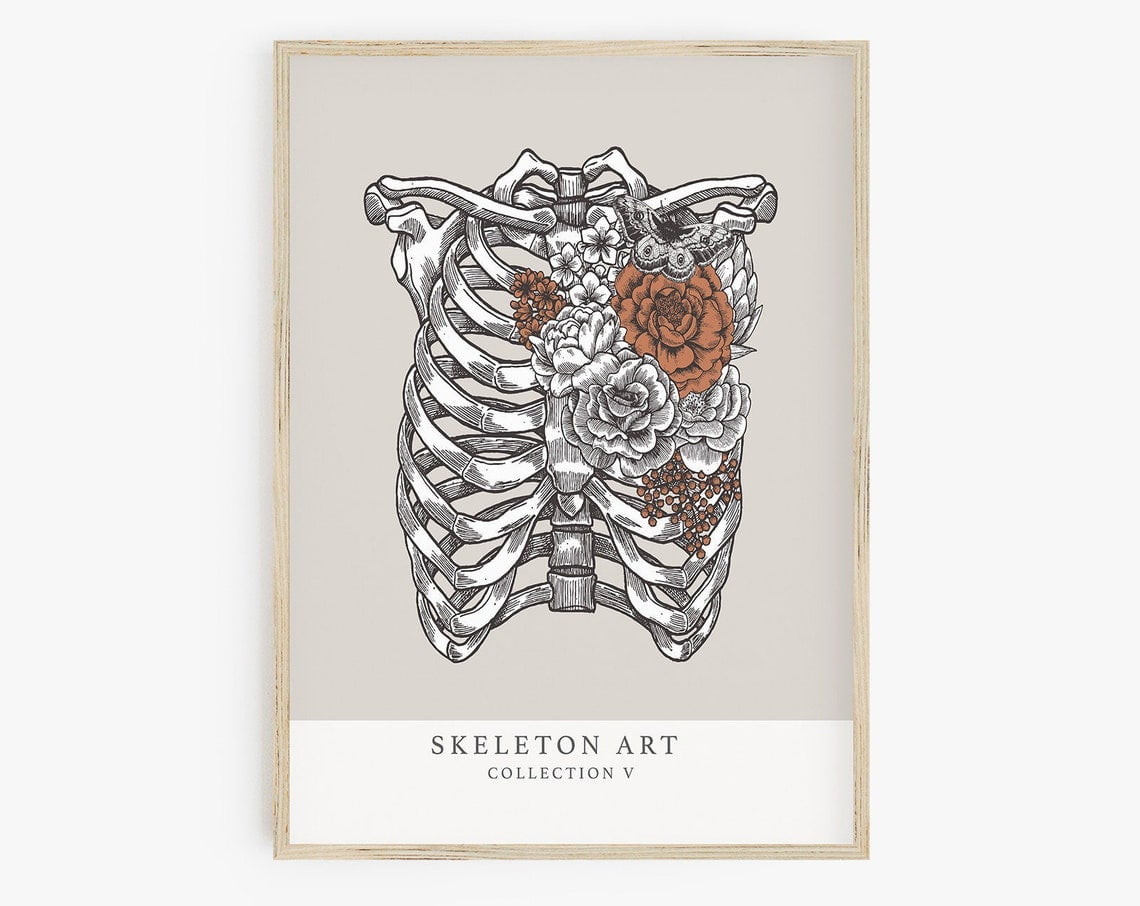 Skeleton Art Print, Gallery Exhibition Print, Skeleton Posters, Cottagecore Decor Wall Art ...