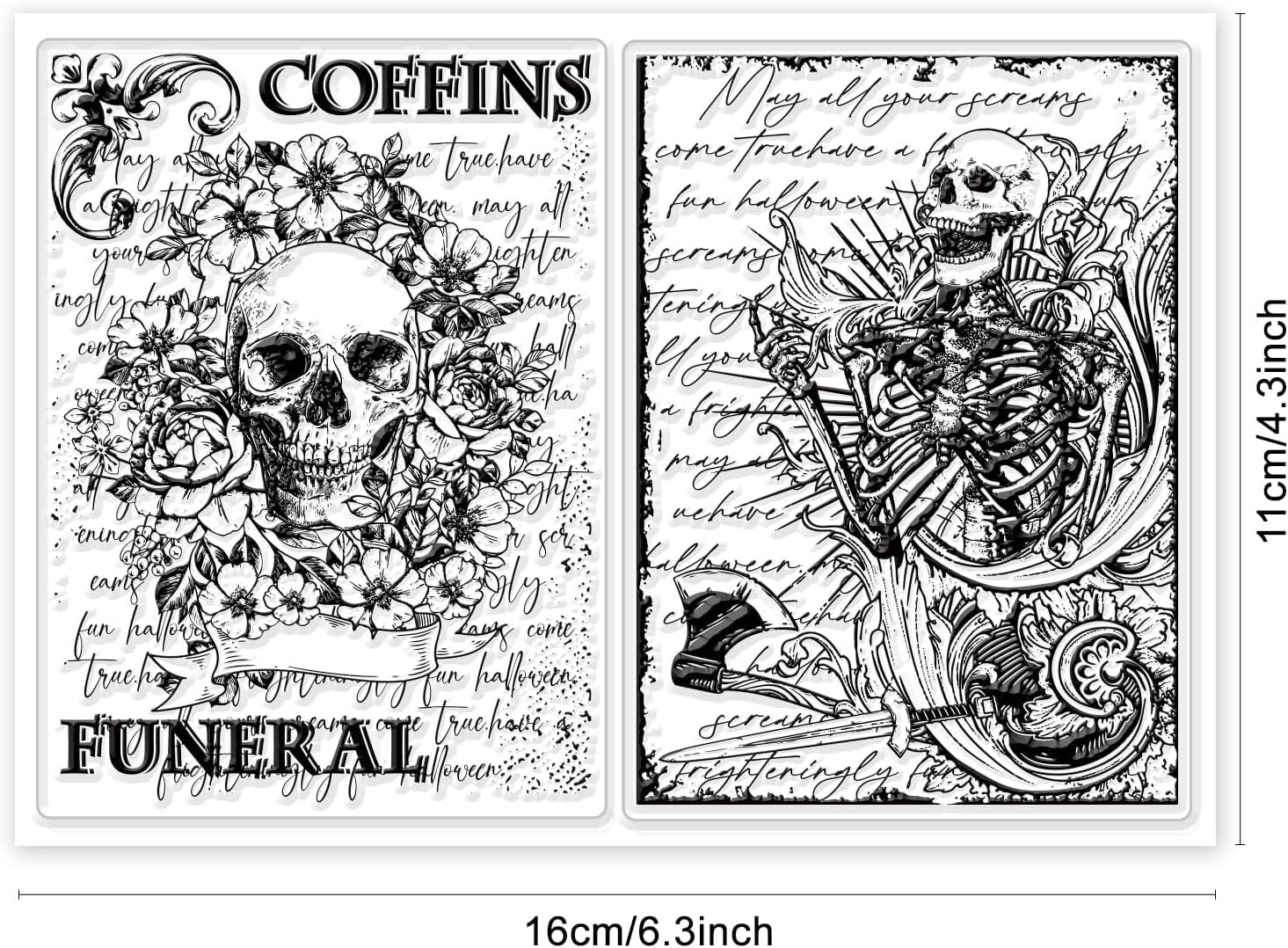Skeleton Background Clear Stamp for Card Making Journaling and ...