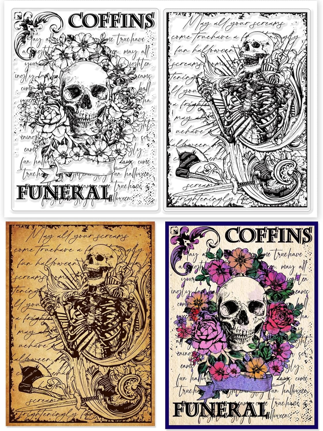 Skeleton Background Clear Stamp for Card Making Journaling and ...