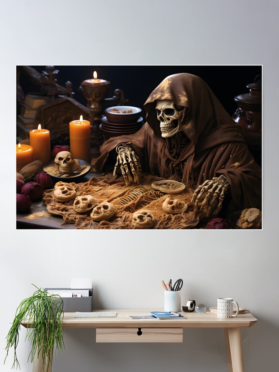 Skeleton Baking - Poster - Wall Art - Office - Living Room - Bedroom ...