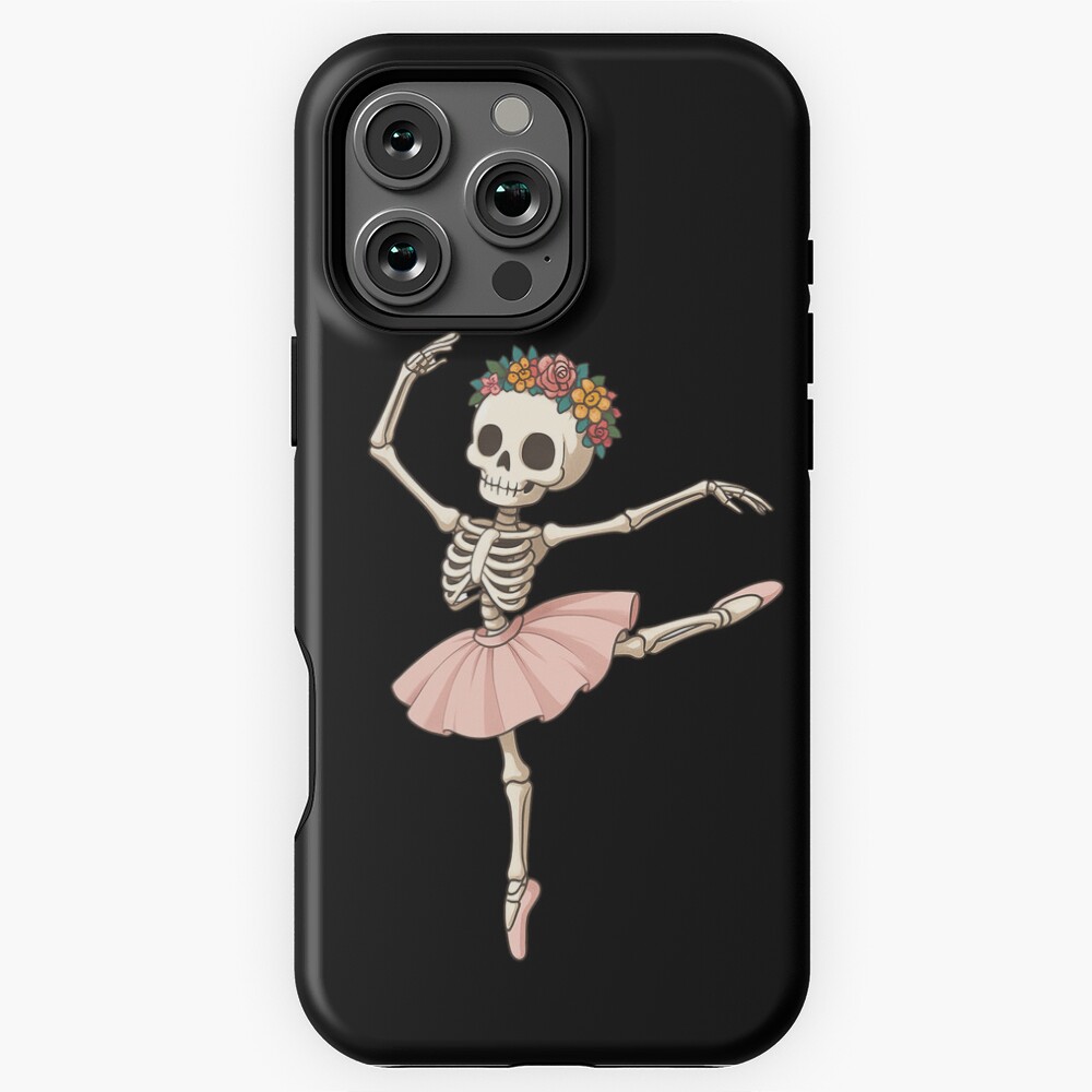 Skeleton Ballerina in Pink Tutu with Flower Crown Cute Gothic Ballet ...