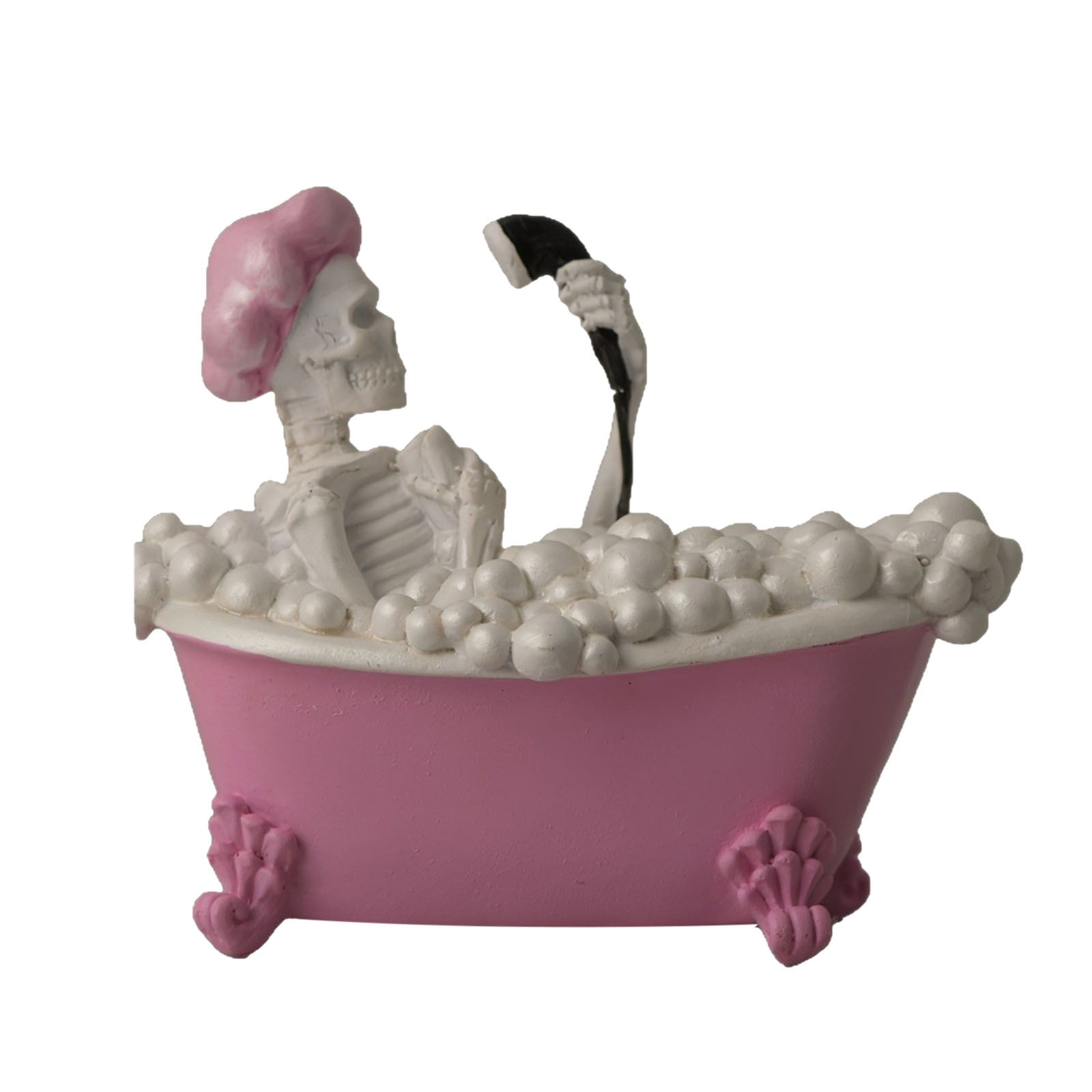 Skeleton Bathing Figurine, Gothic Skeleton Decor for Bathroom, Pink ...