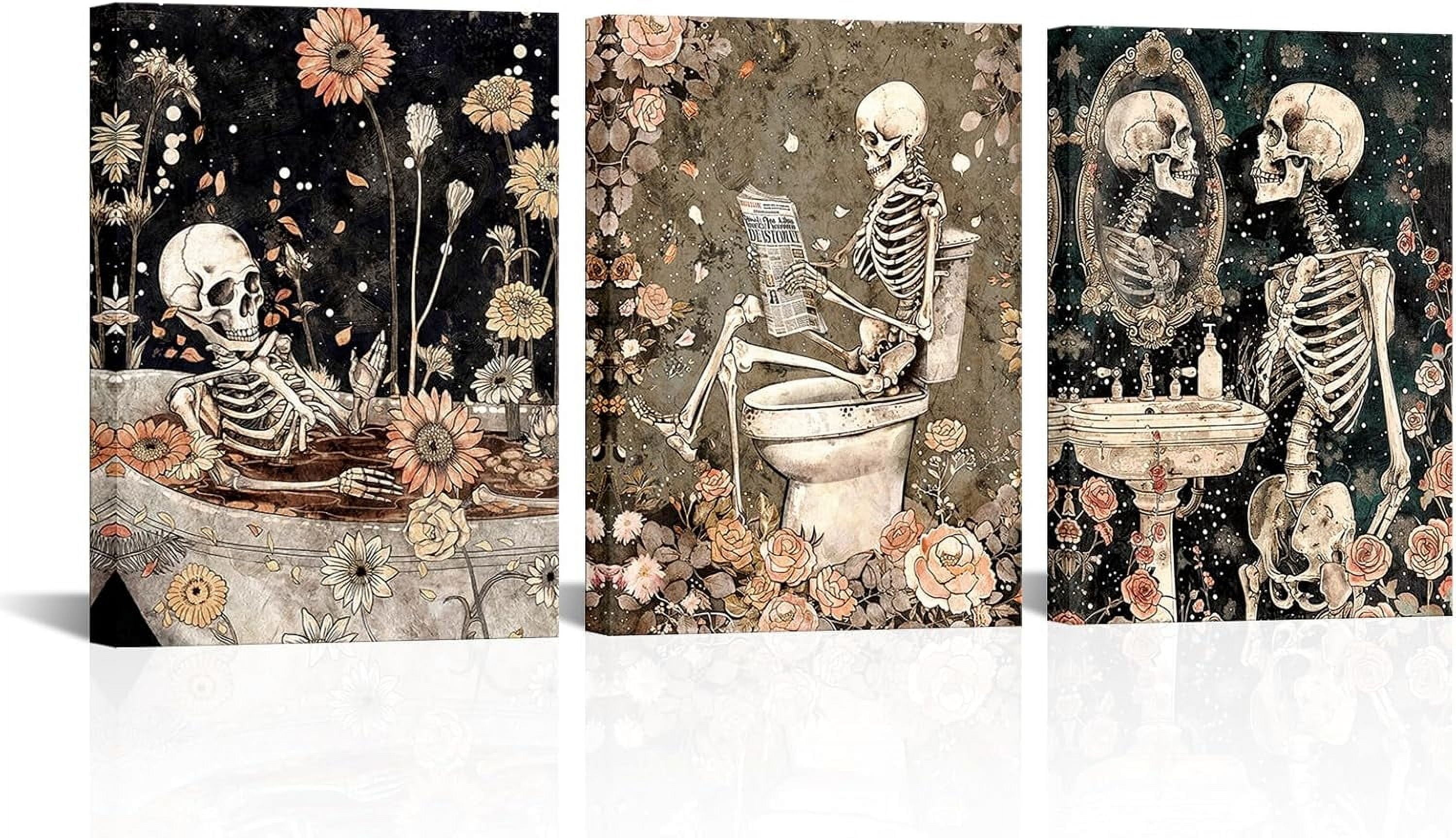 Skeleton Bathroom Decor Moody Skeleton Wall Art Pictures for Bathroom ...