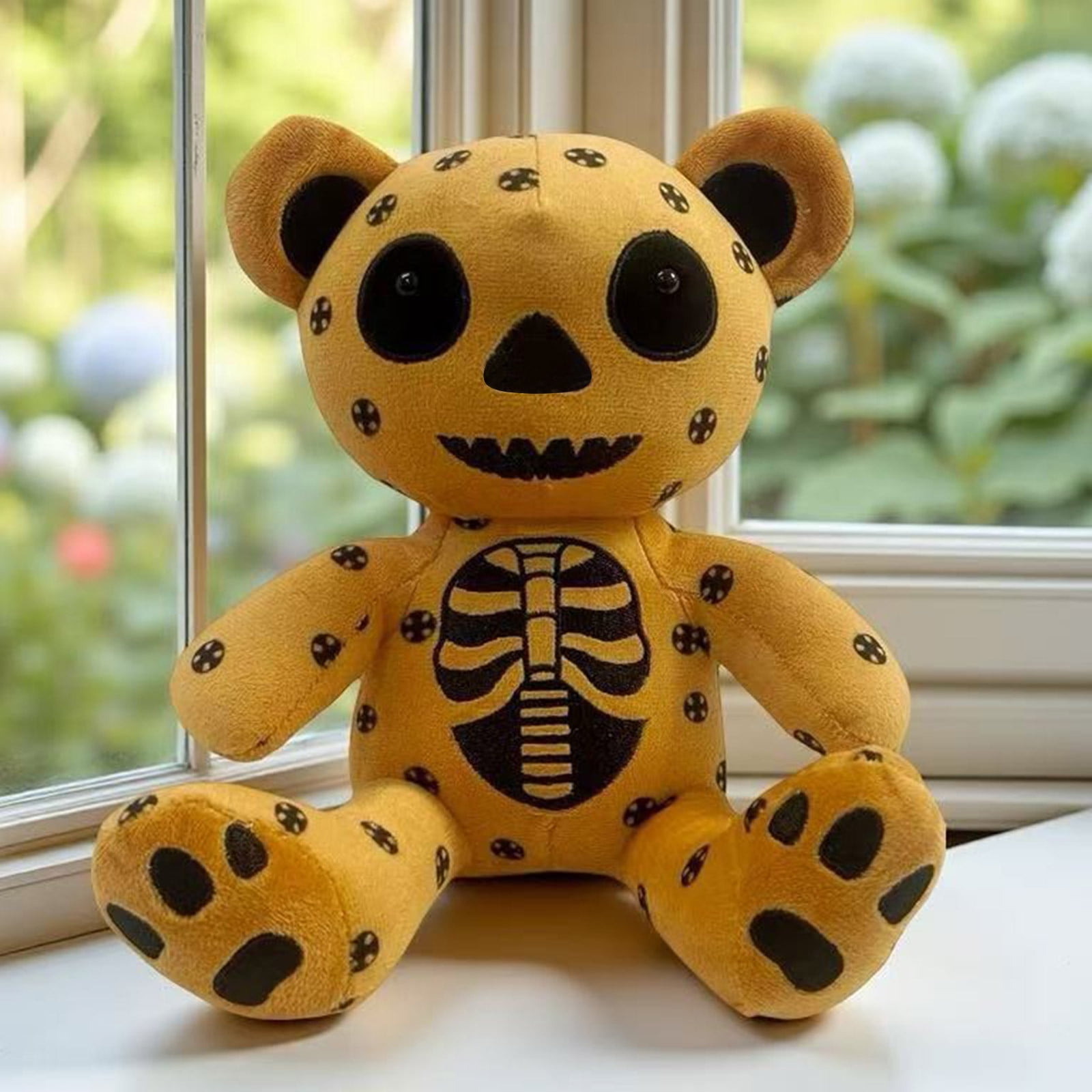 Skeleton Bear Plush 7.87 Halloween Stuffed Animal - Cute Creepy Black ...