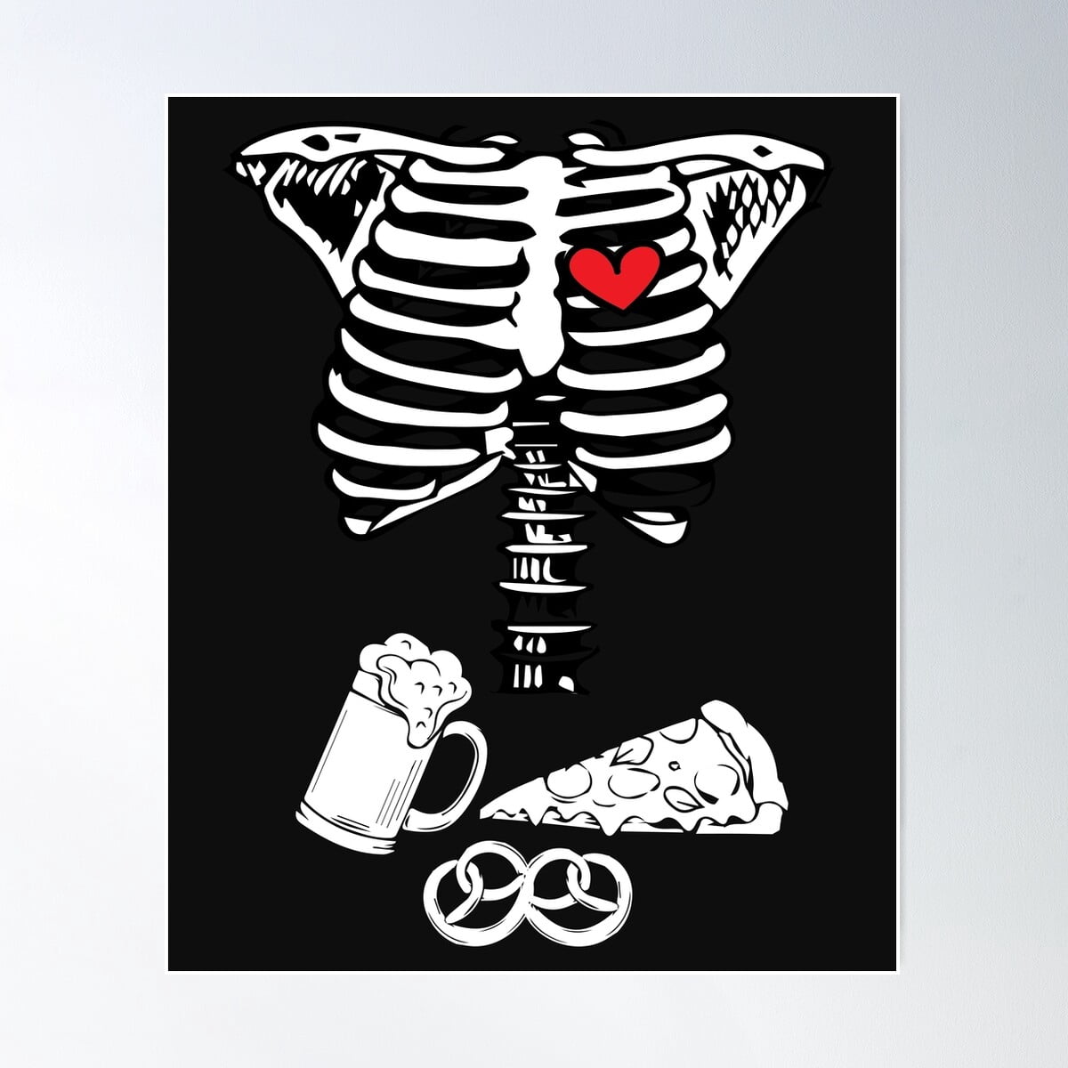 Skeleton Beer Pizza Poster Wall Art, Modern Wall Decor For Living Room ...