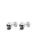 Skeleton Biker Skull Creepy .925 Sterling Silver Spooky Scary Stud ...