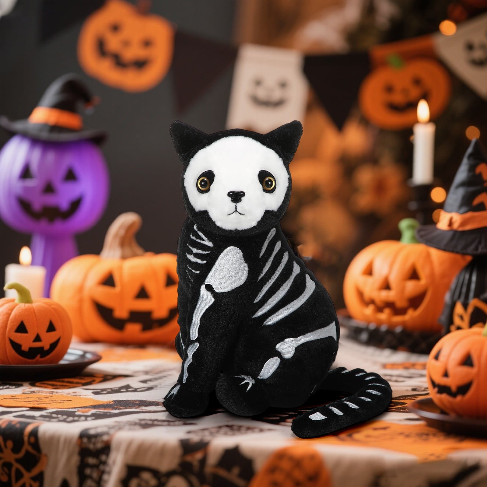 Skeleton Black Skeleton Cat Stuffed Animal Soft Plush Black Kit-ten ...