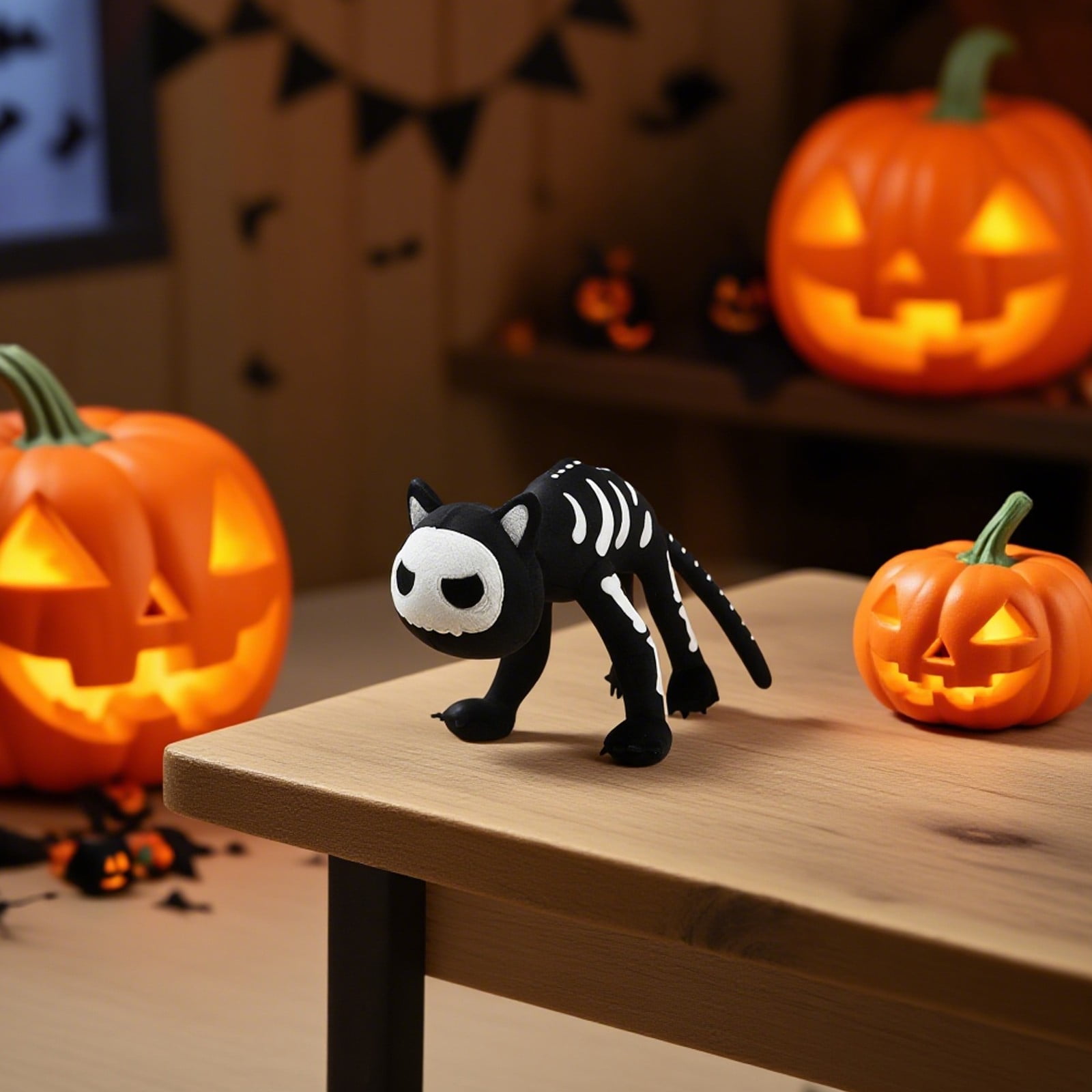 Skeleton Black Skeleton Cat Stuffed Animal Soft Plush Black Kit-ten ...