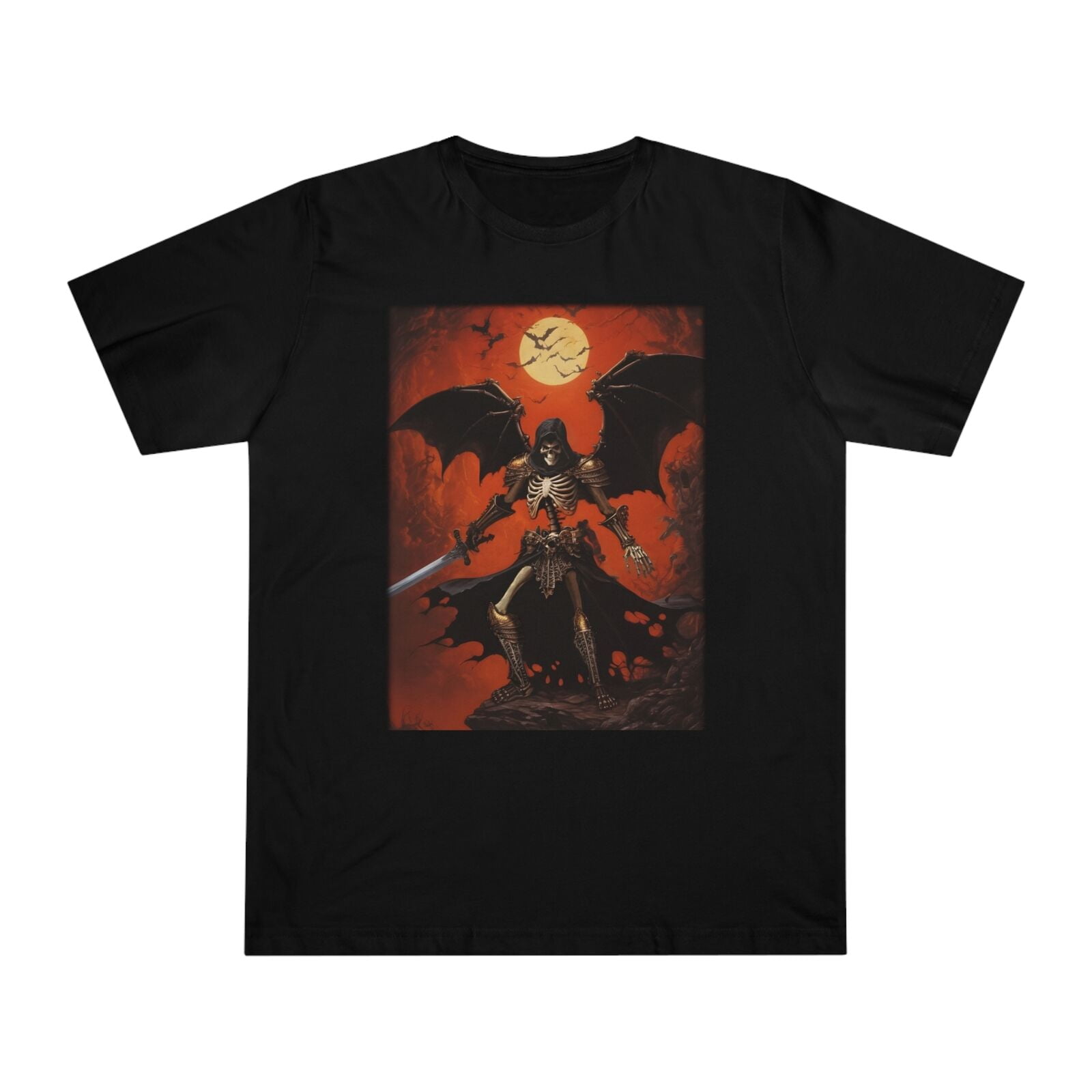 Skeleton Black T-Shirt Evil Wings Death Metal Gothic Halloween Shirt ...