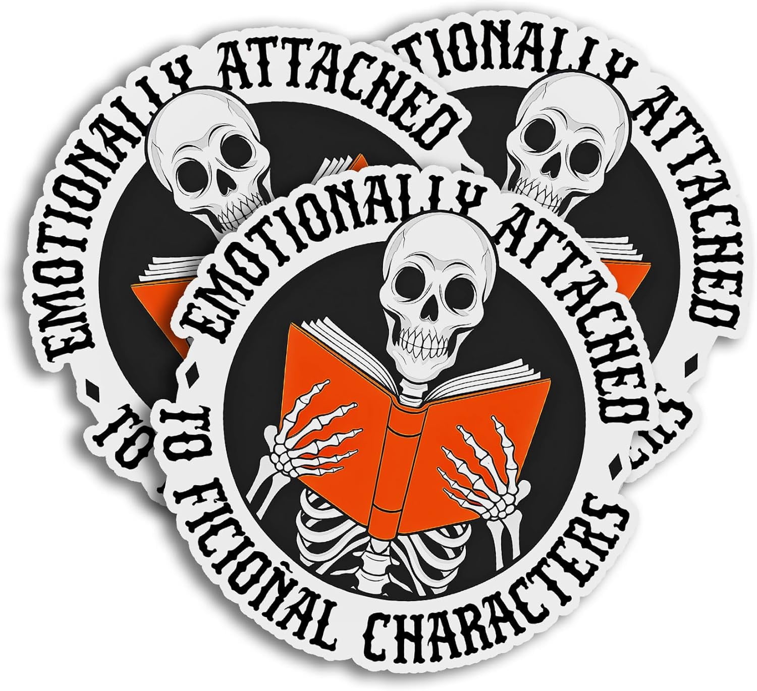 Skeleton Book Emotionally Attached Decal Sticker for Tumbler, Mug ...