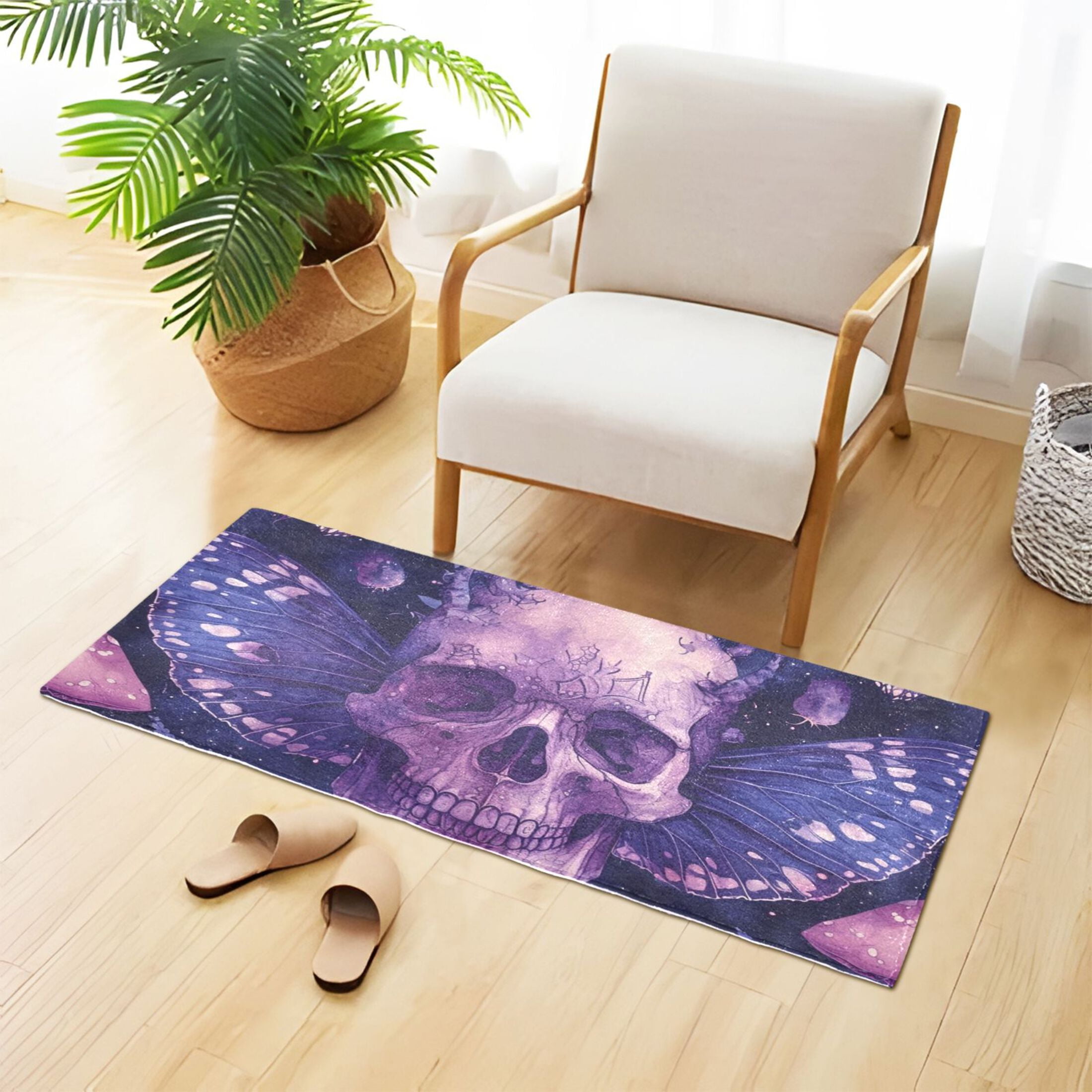 Skeleton Butterflies Mushrooms Bathroom Rug Non Slip Bathroom Mats ...
