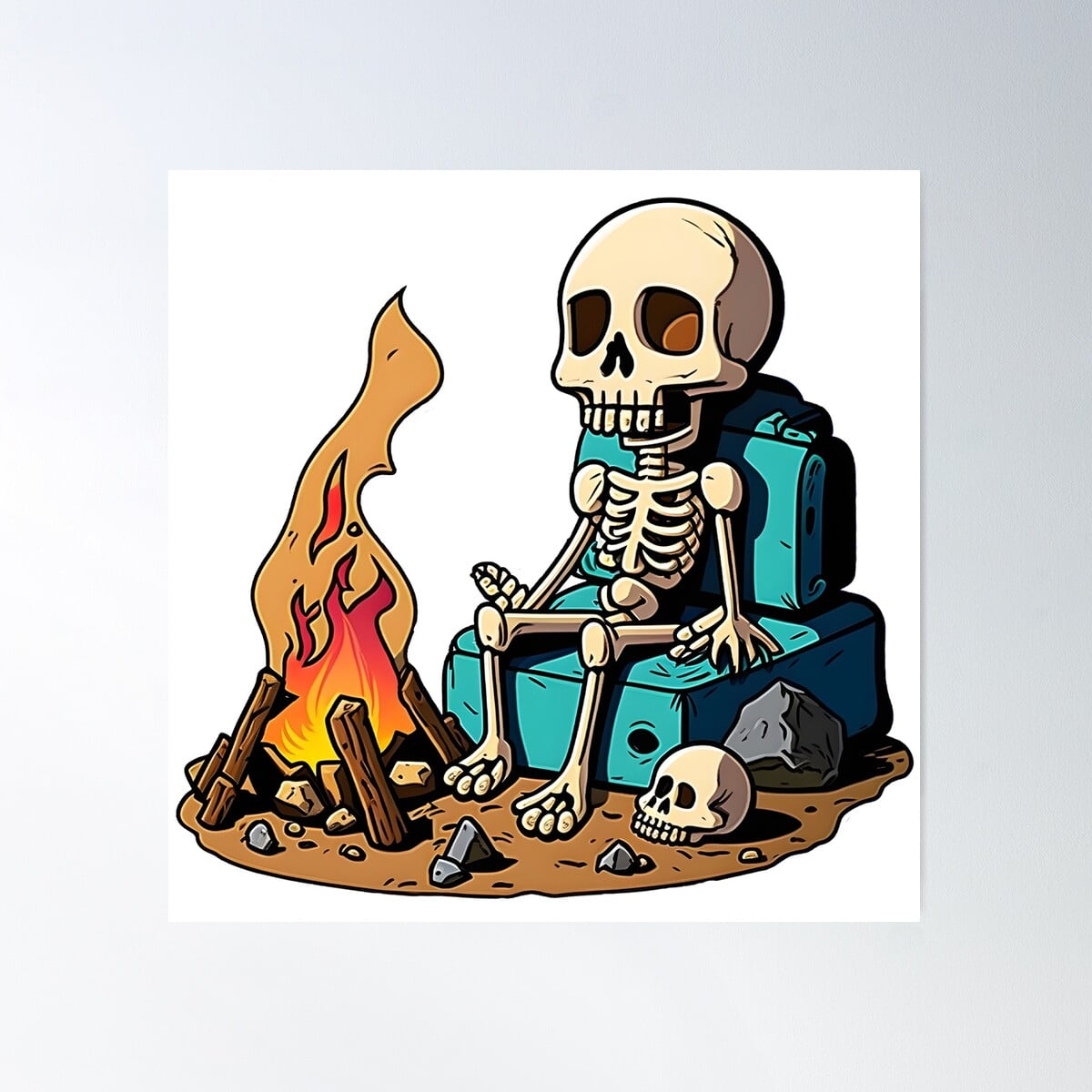 Skeleton Campfire Poster Wall Art, Modern Wall Decor For Living Room ...