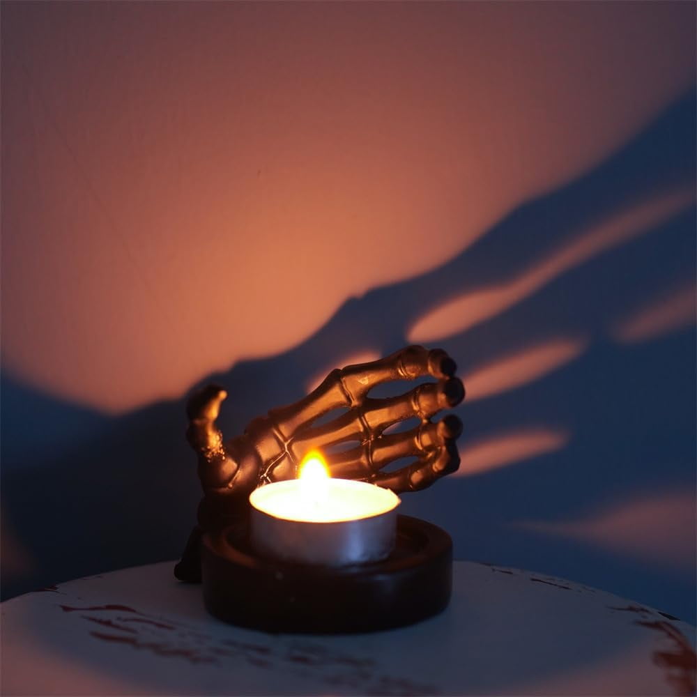 Skeleton Candle Holder,Gothic Witch Finger Skull Hand Candle Holder ...