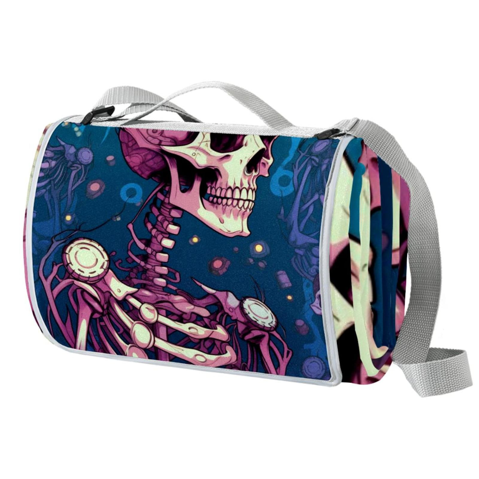 Skeleton Canvas Picnic Blanket Outdoor Waterproof Mat with Carry Handle ...
