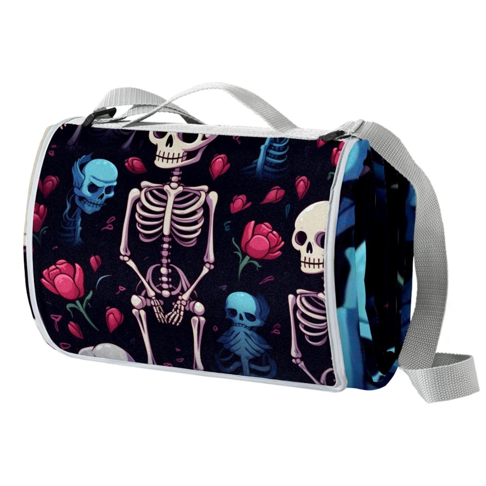 Skeleton Canvas Picnic Mat - Waterproof Outdoor Blanket for Park, Beach ...