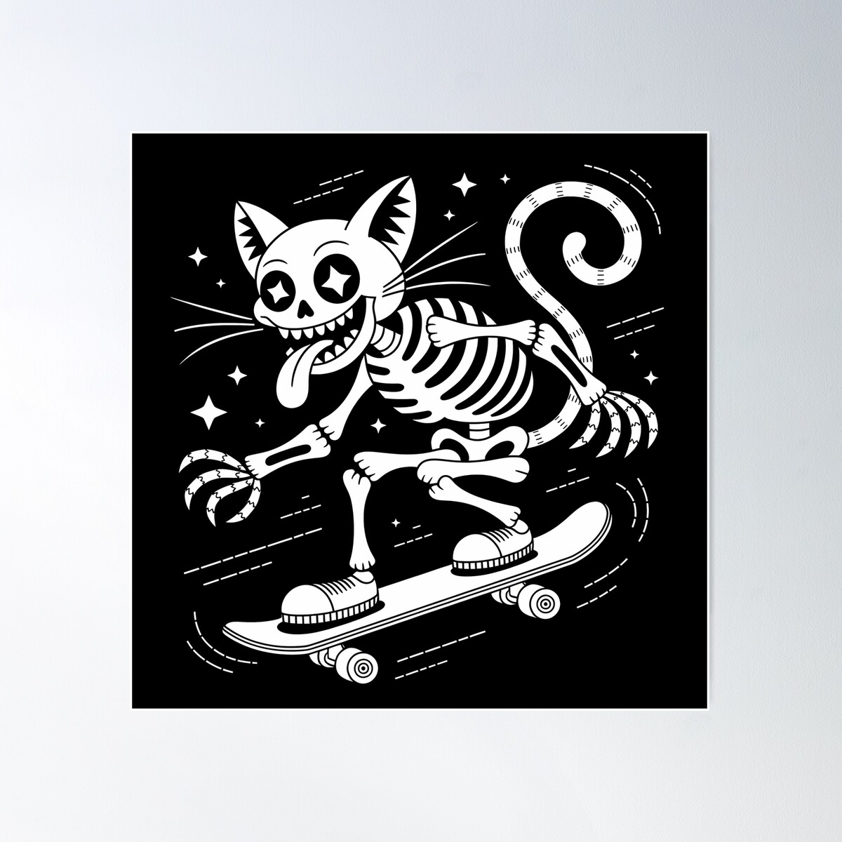 Skeleton Cat Shredder Poster Wall Art, Modern Wall Decor For Living ...