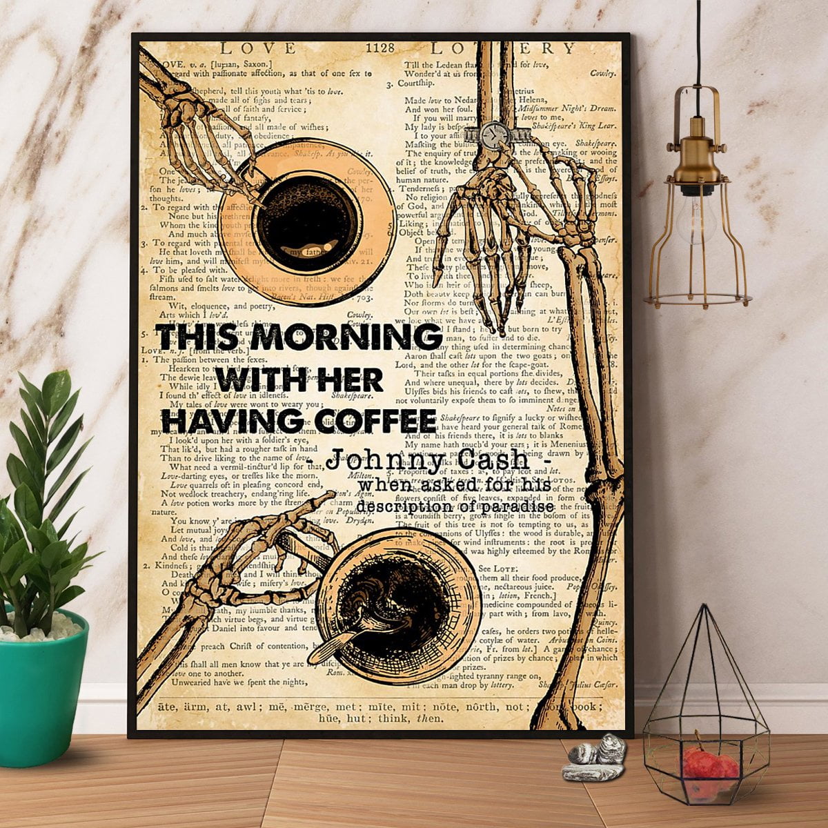 Skeleton Coffee This Morning With Her Having Coffee Paper Poster No ...