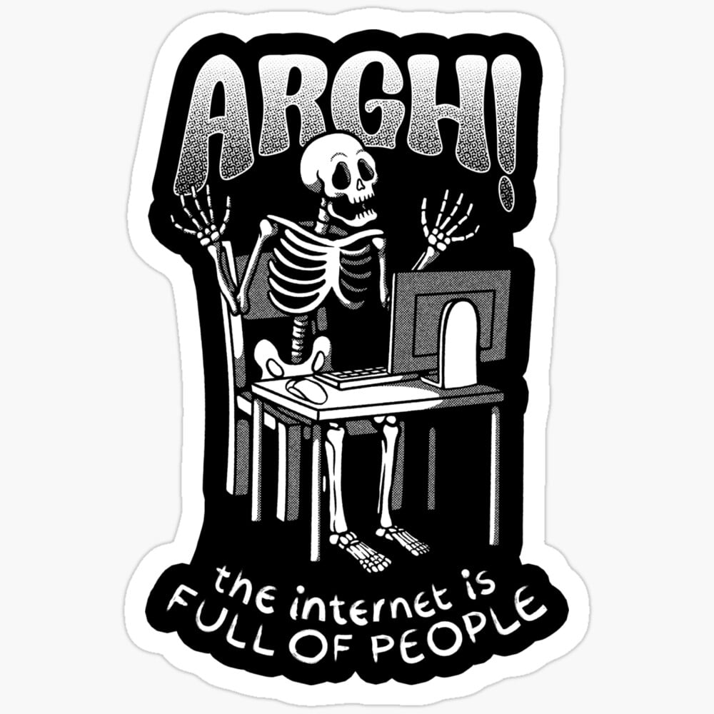 Skeleton Computer Internet Full Of People Sticker Phone Decal Water ...