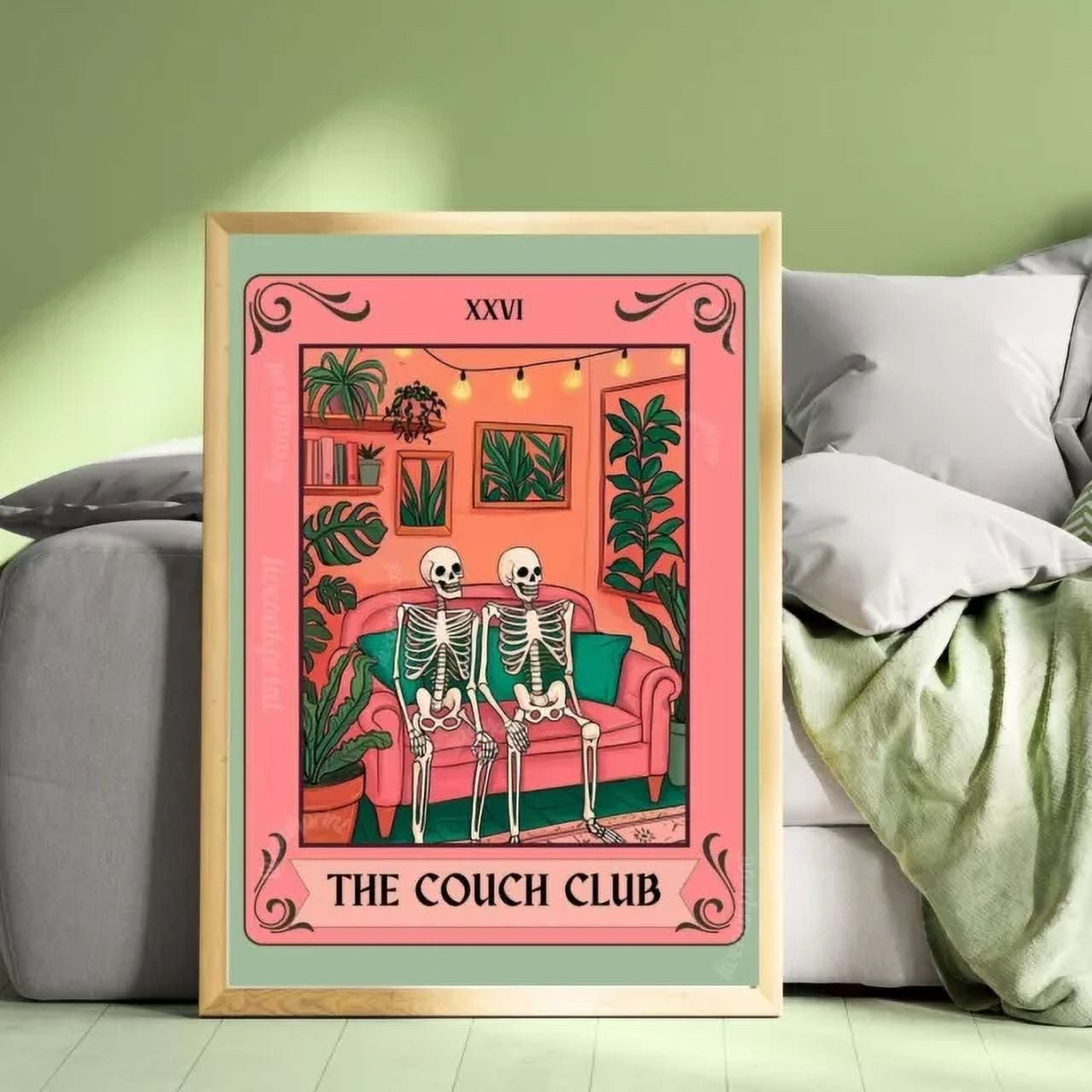 Skeleton The Couch Club Tarot Card Poster, Couple Skeleton Poster Print ...