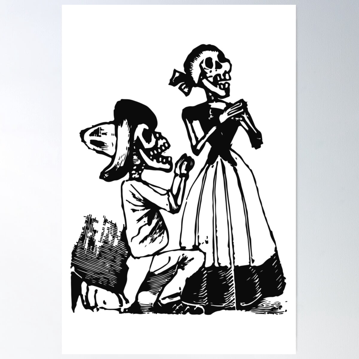 Skeleton Couple By Jose Posada Poster Wall Art, Modern Wall Decor For ...