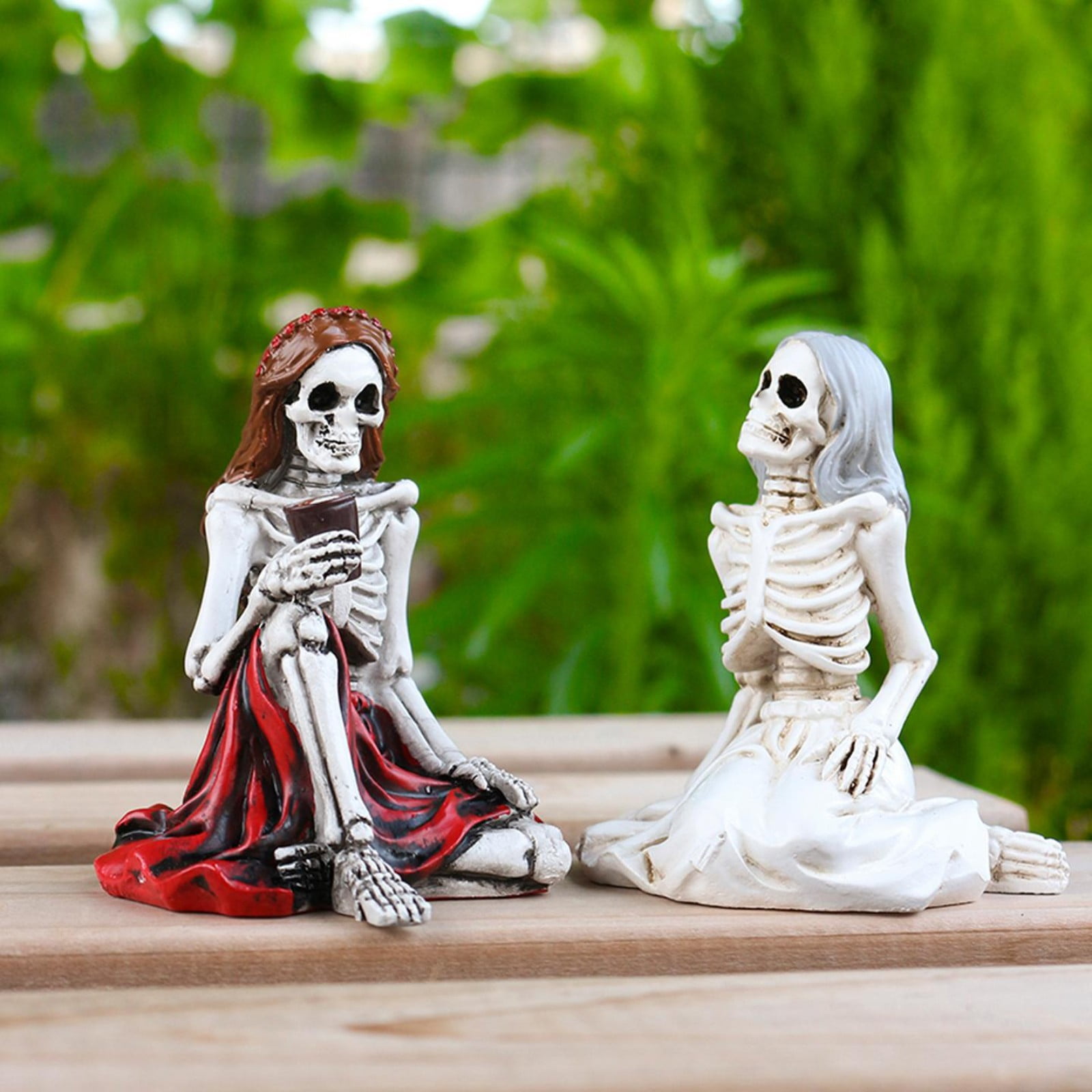 Skeleton Couple Figurines Set, Resin Skeleton Statues, Gothic Decor for ...