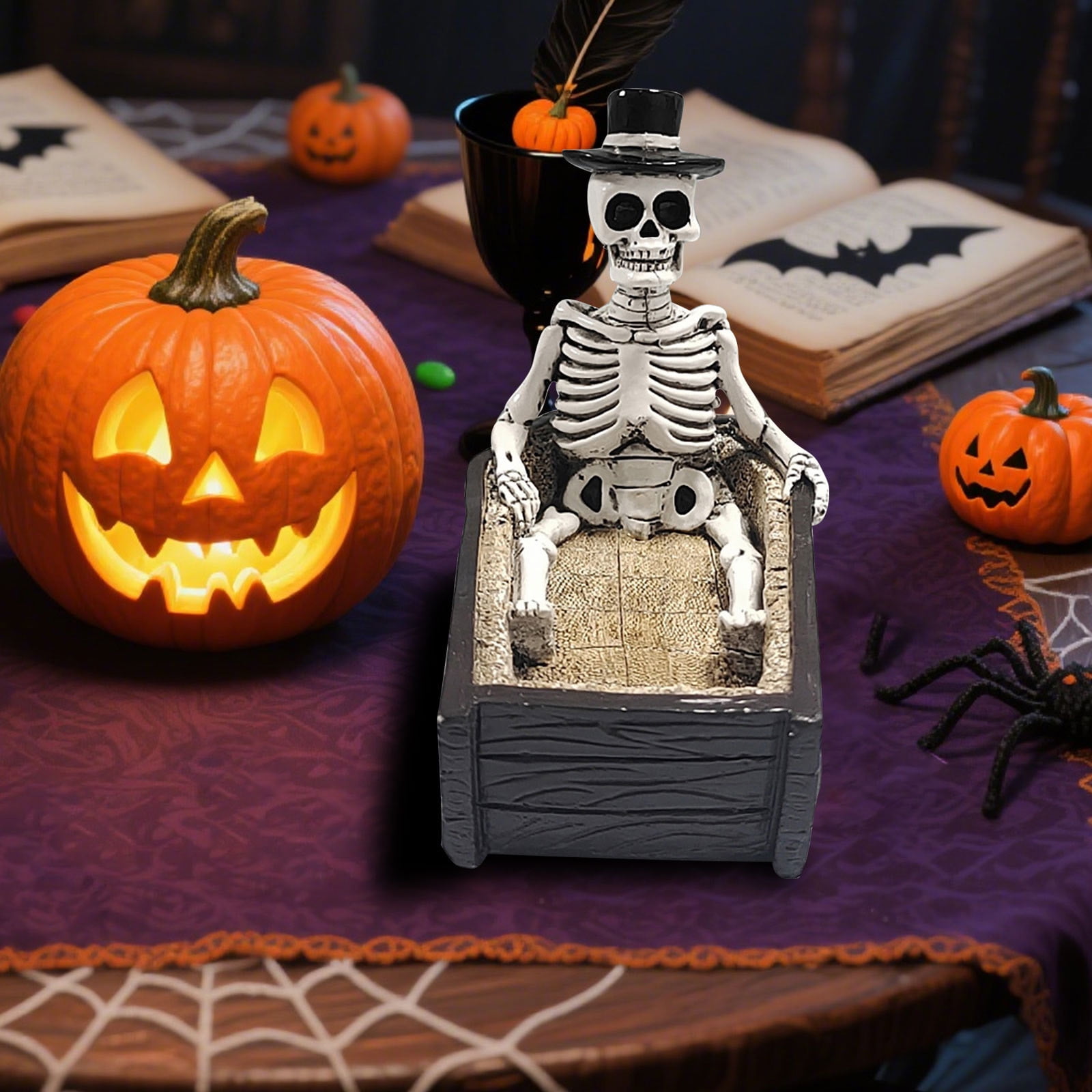 Skeleton Couple Ornaments Set Resin Skull Decorations for Halloween ...