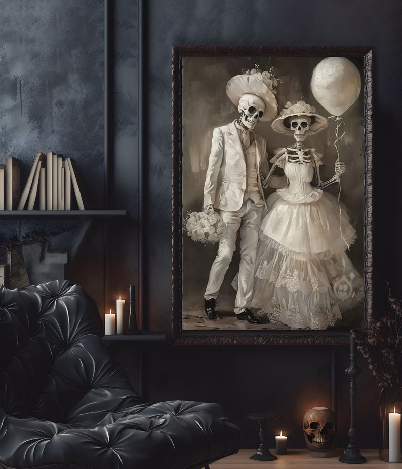Skeleton Couple Wedding Poster Print, Halloween Poster, Poster For ...