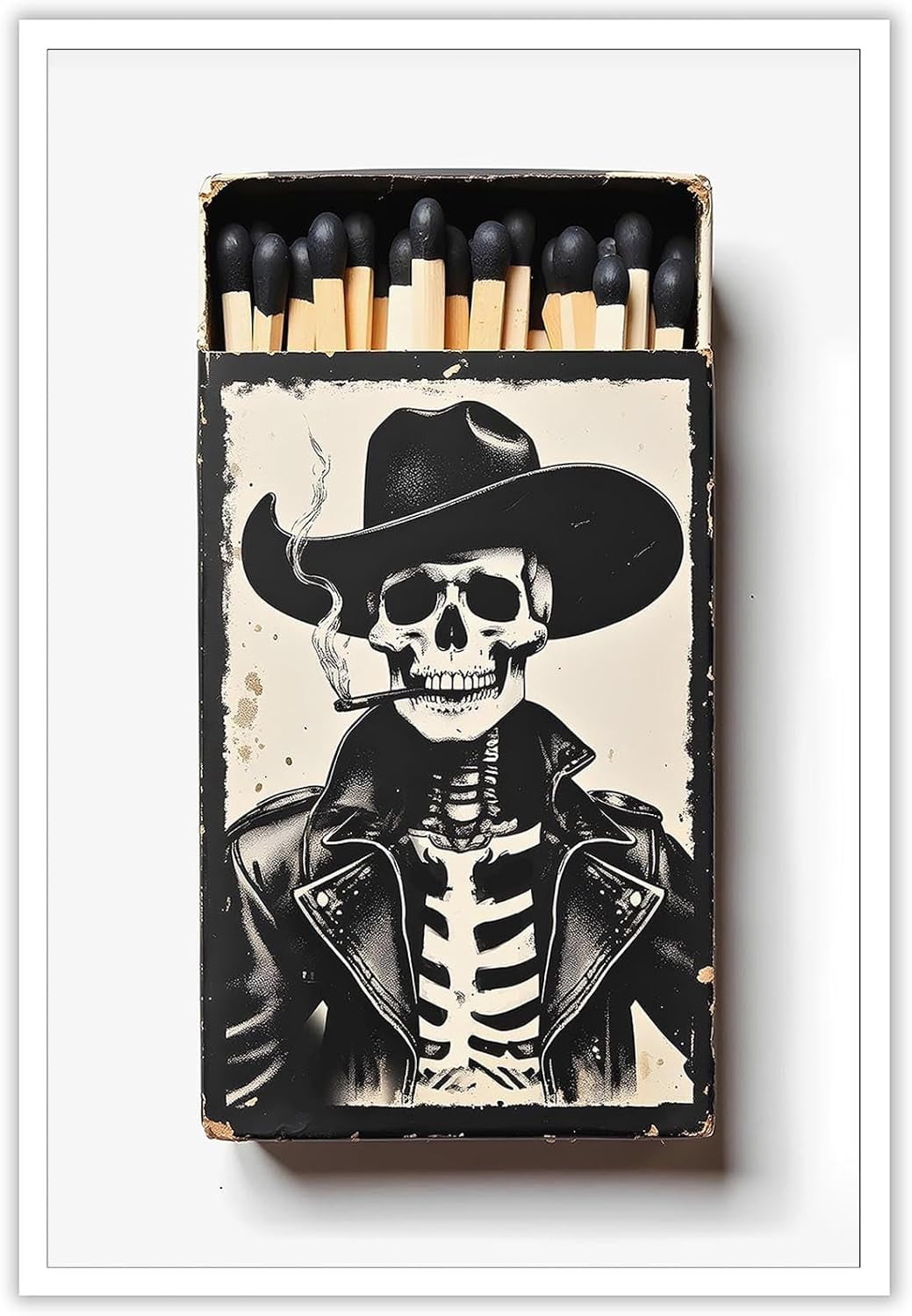 Skeleton Cowboy Matchbook Wall Art Western Gothic Memento Mori Cowboy ...