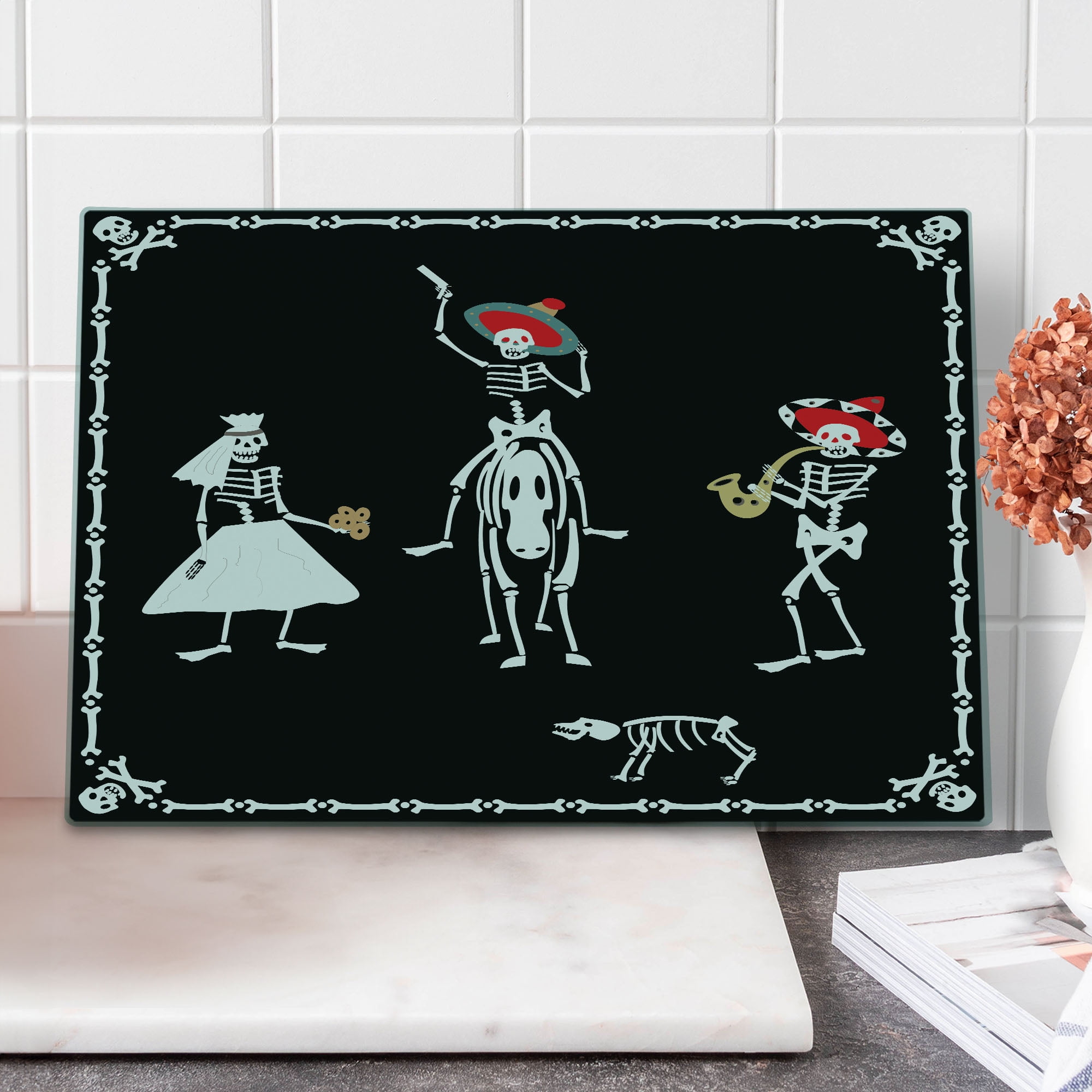 Skeleton Cutting Board, Bones Square Frame Amusing Spooky Wedding ...