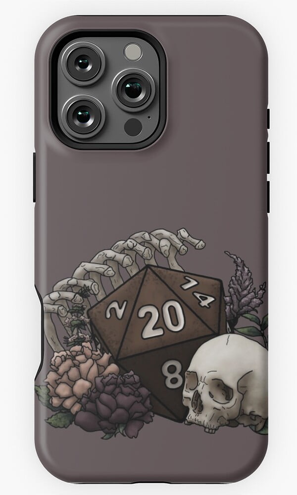 Skeleton D20 Tabletop RPG Dice Phone Case for iPhone 11 12 13 14 15 16 ...