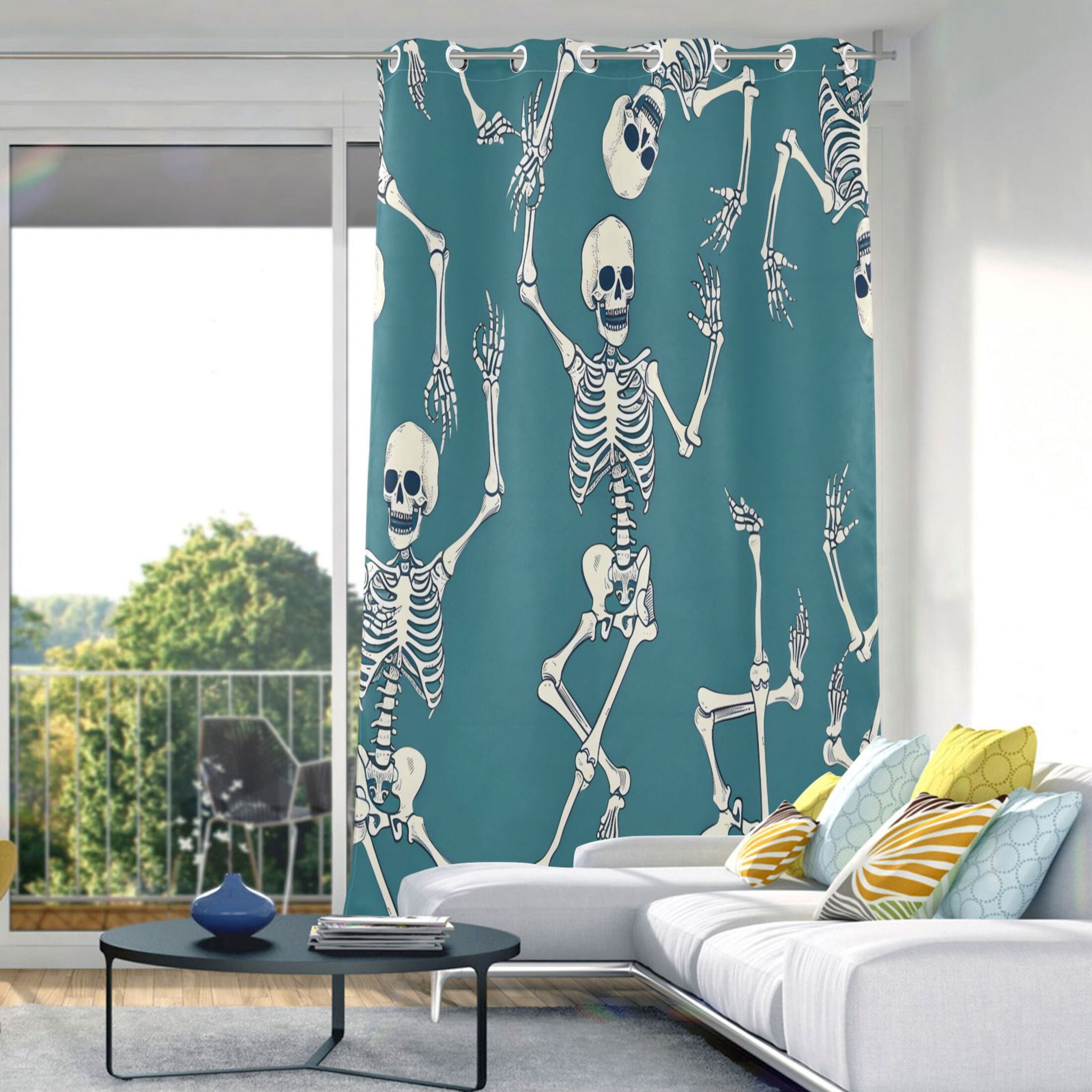 Skeleton Dancing Blackout Curtains 84"x42" Thermal Insulated Curtain 1 ...