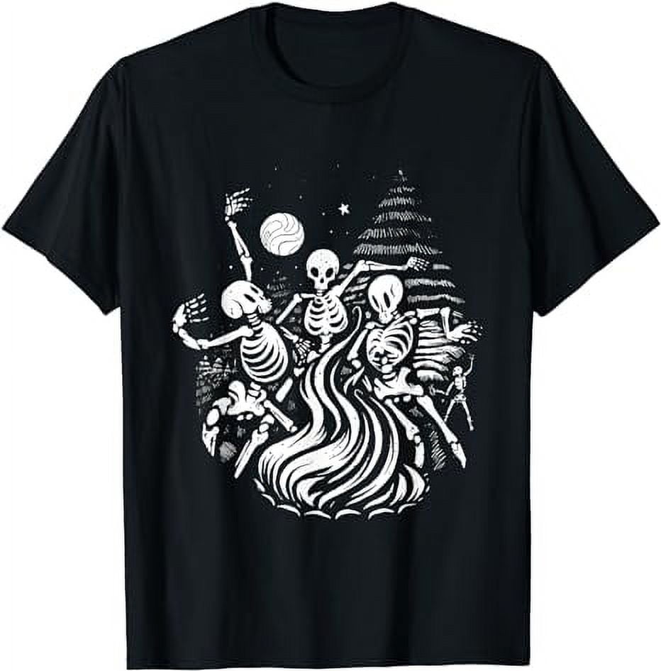 Skeleton Dancing Lazy Halloween Costume Funny Spooky Skull T-Shirt ...