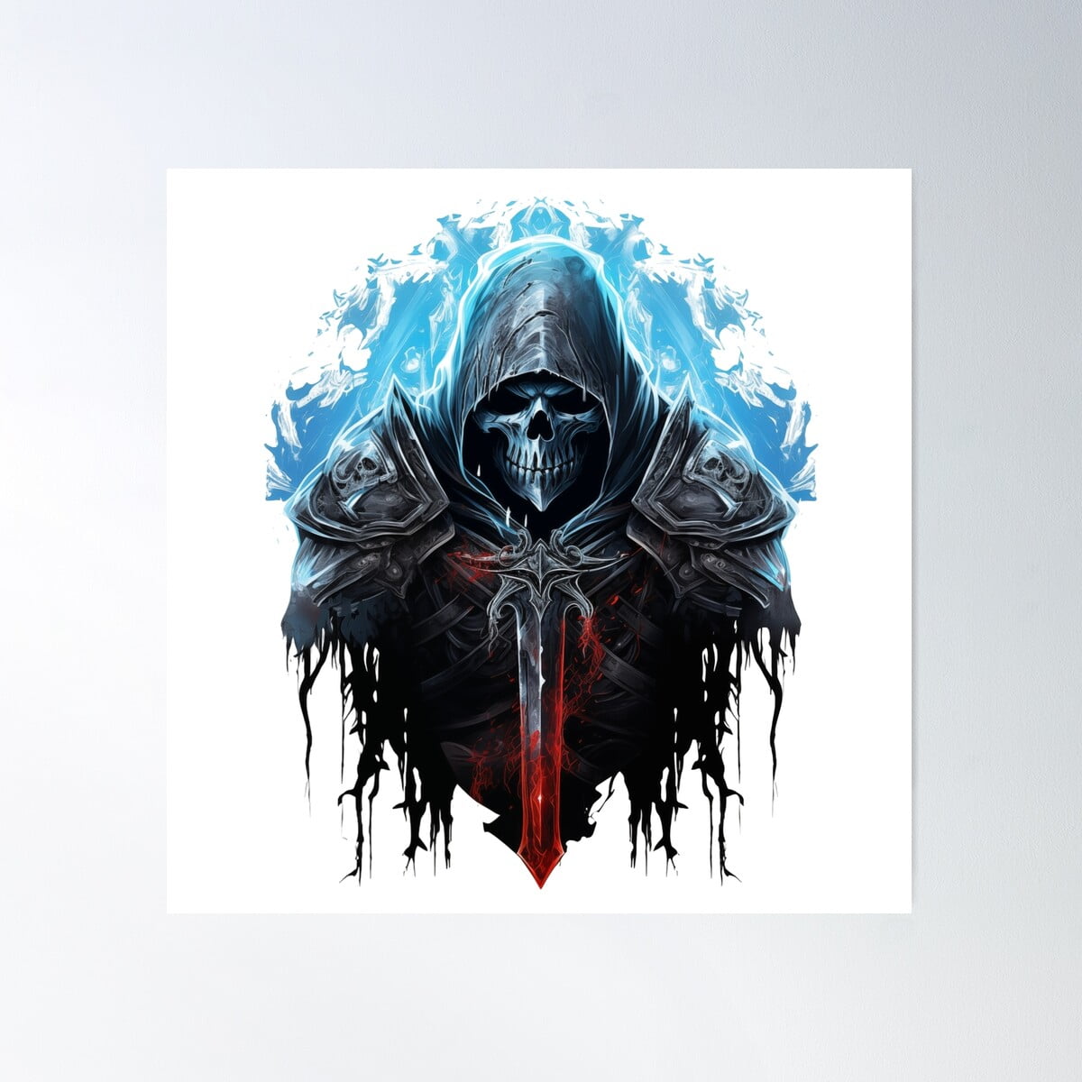 Skeleton Death Knight Poster Wall Art, Modern Wall Decor For Living ...
